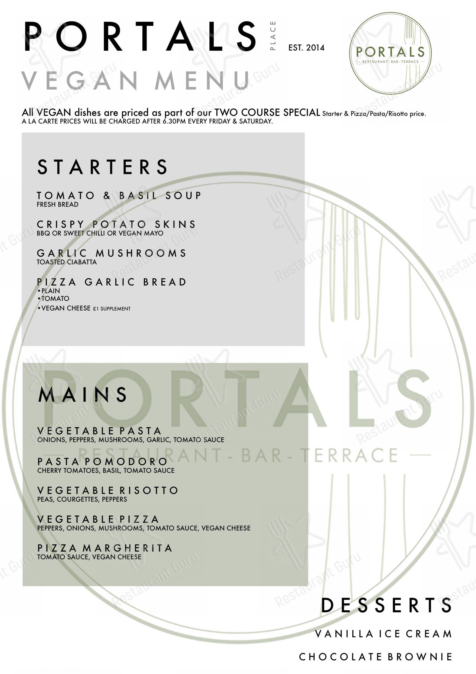Menu at Portals Hartlepool restaurant, Hartlepool, Neptune House