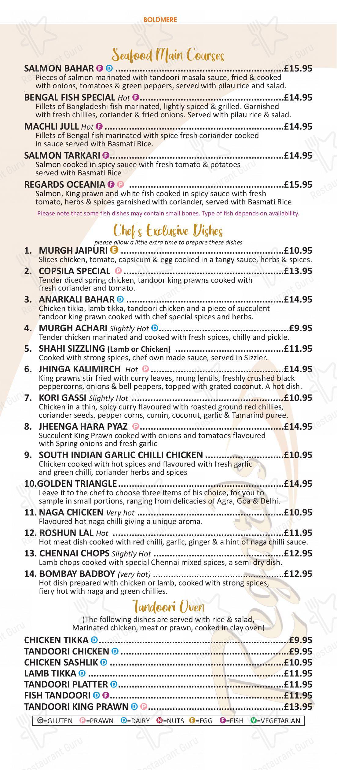 Menu at Regards restaurant, Sutton Coldfield, 110-116 Boldmere Rd