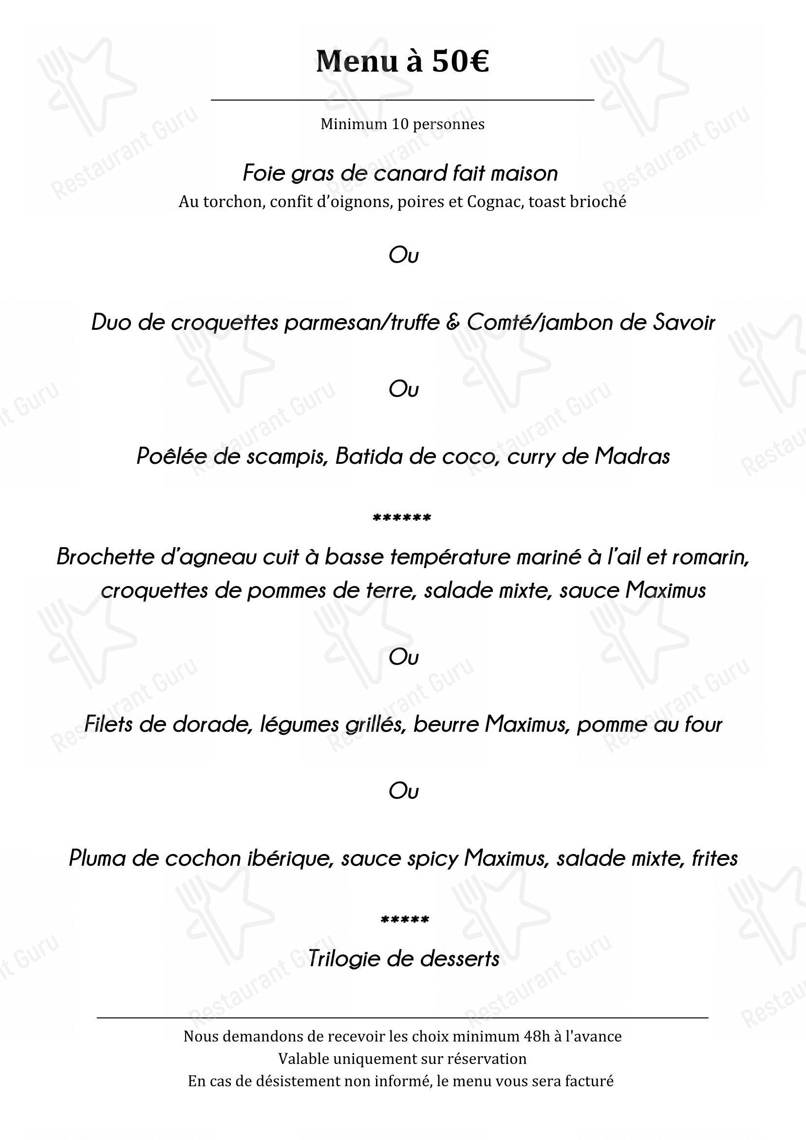 Menu au Restaurant Maximus Mons, Mons, Chau. de Binche 34