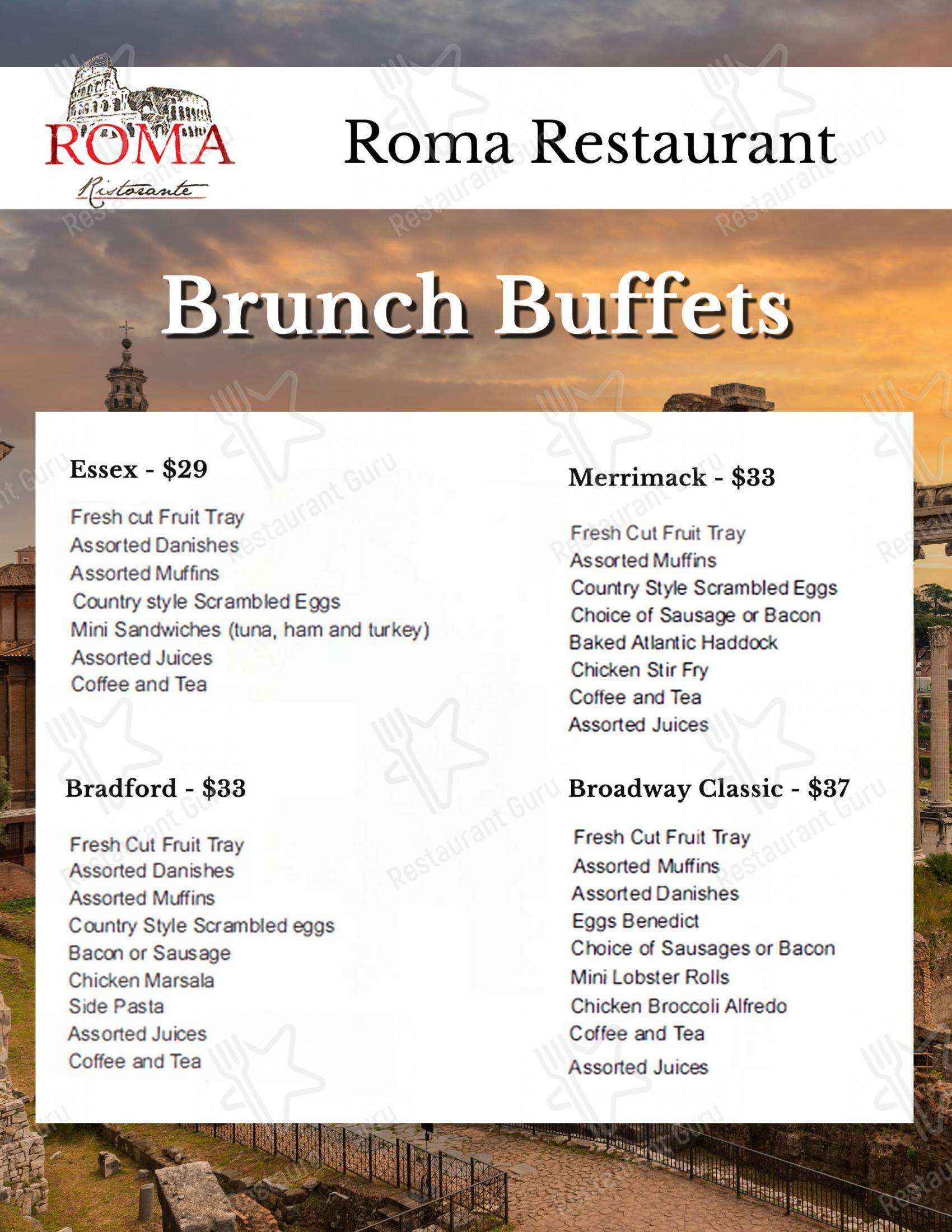 Menu at Roma Restaurant, Haverhill