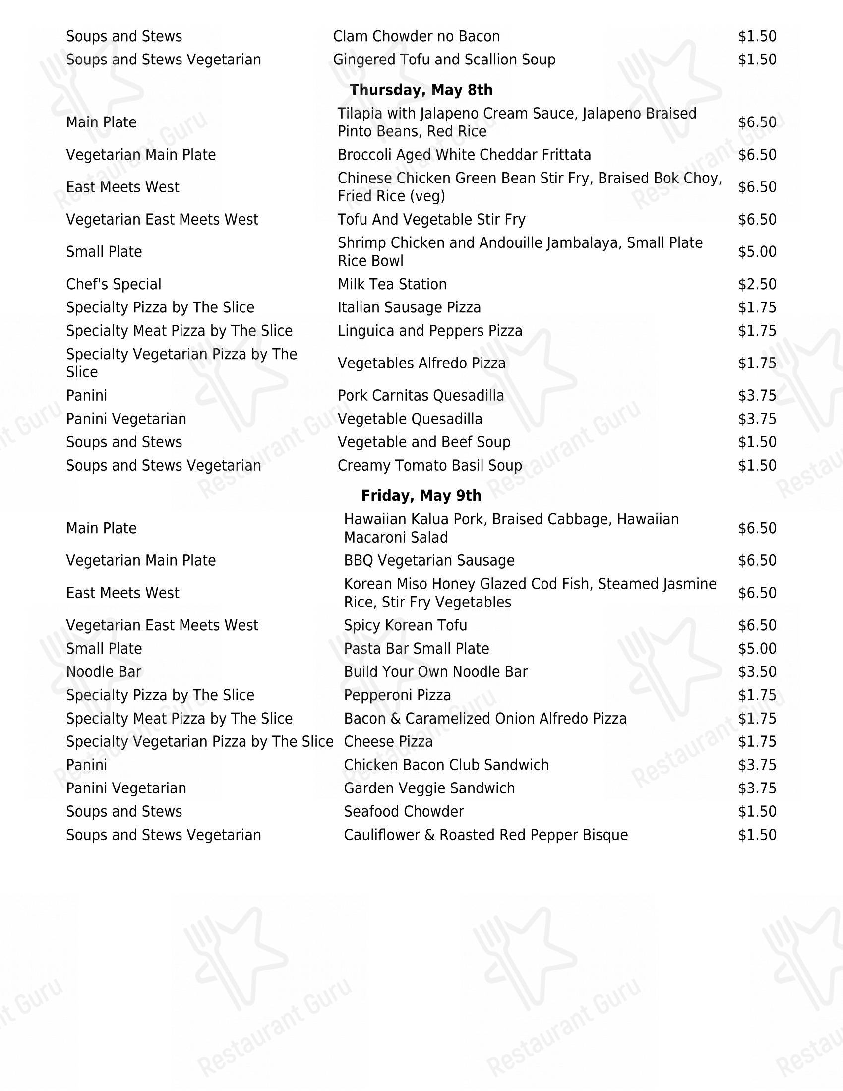 Menu at SuperMicro cafeteria, San Jose