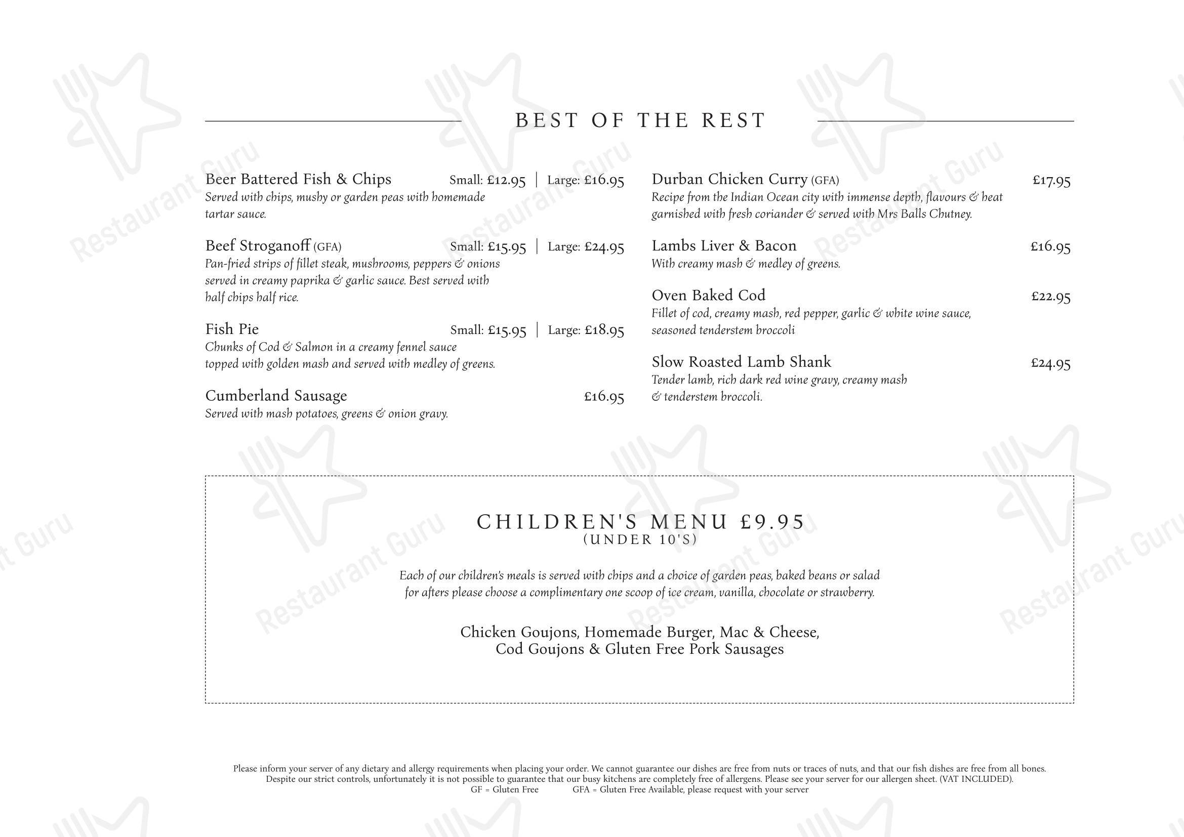 Menu at The Brownlow Inn pub & bar, Congleton, Brownlow Heath Ln