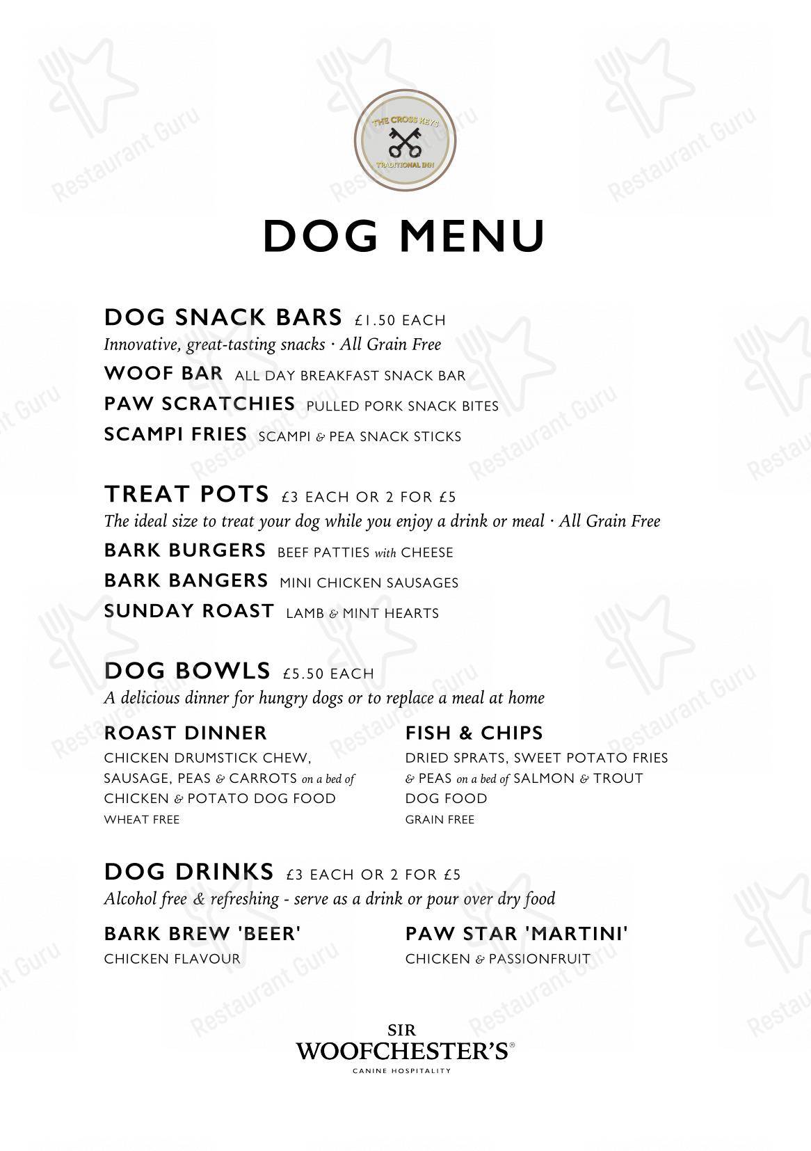 Menu at The Cross Keys - Darfield pub & bar, Barnsley, Church St