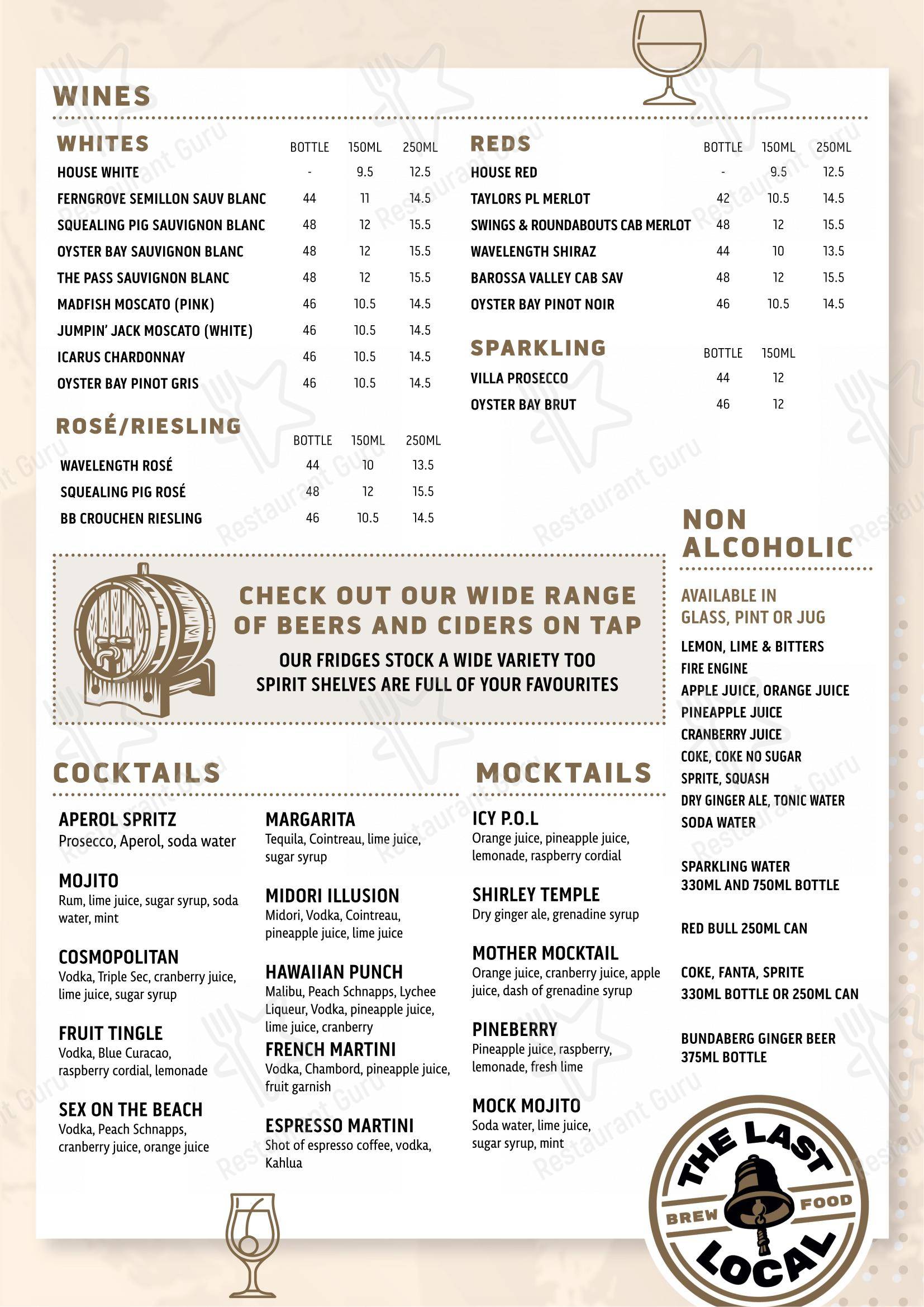 Menu at The Last Local pub & bar, Canning Vale
