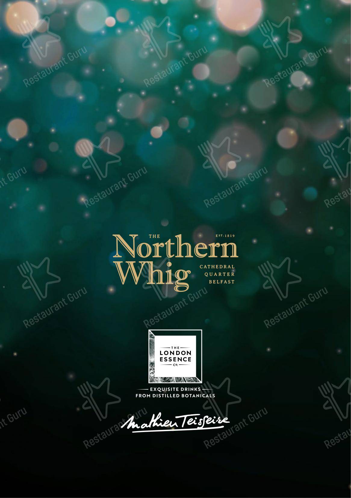 Menu at The Northern Whig pub & bar, Belfast