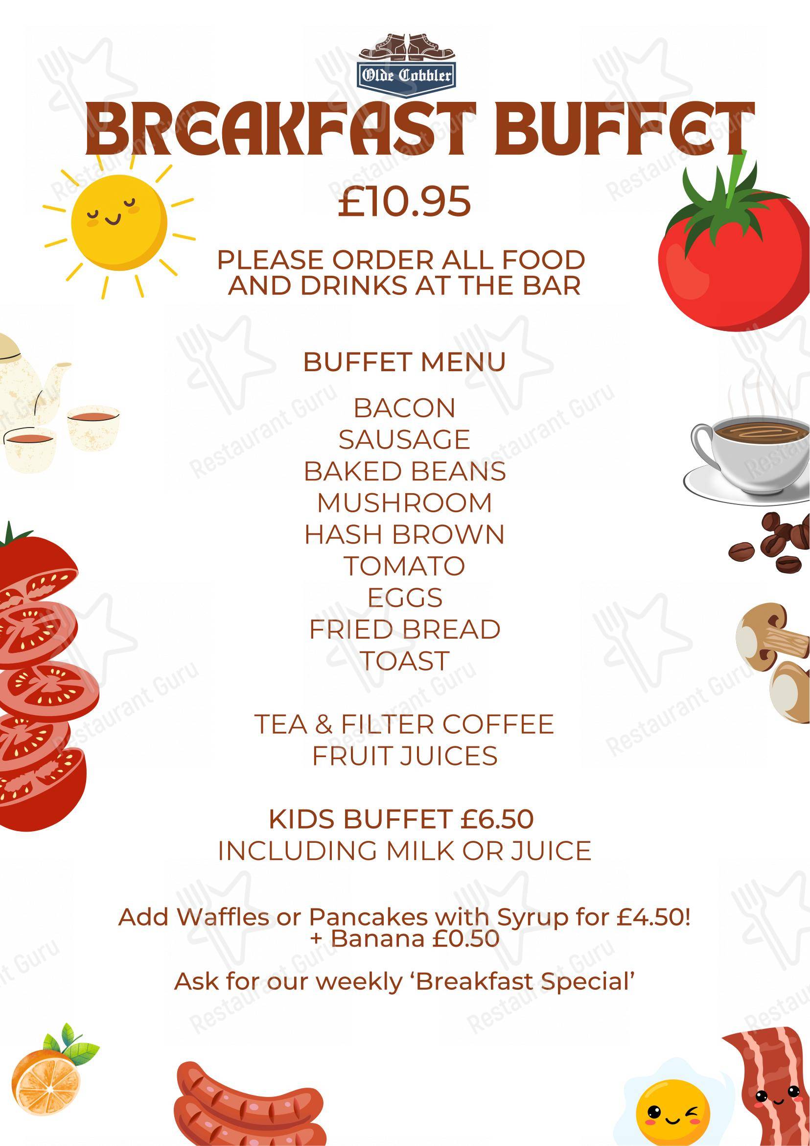 Menu at The Olde Cobbler restaurant, Northampton