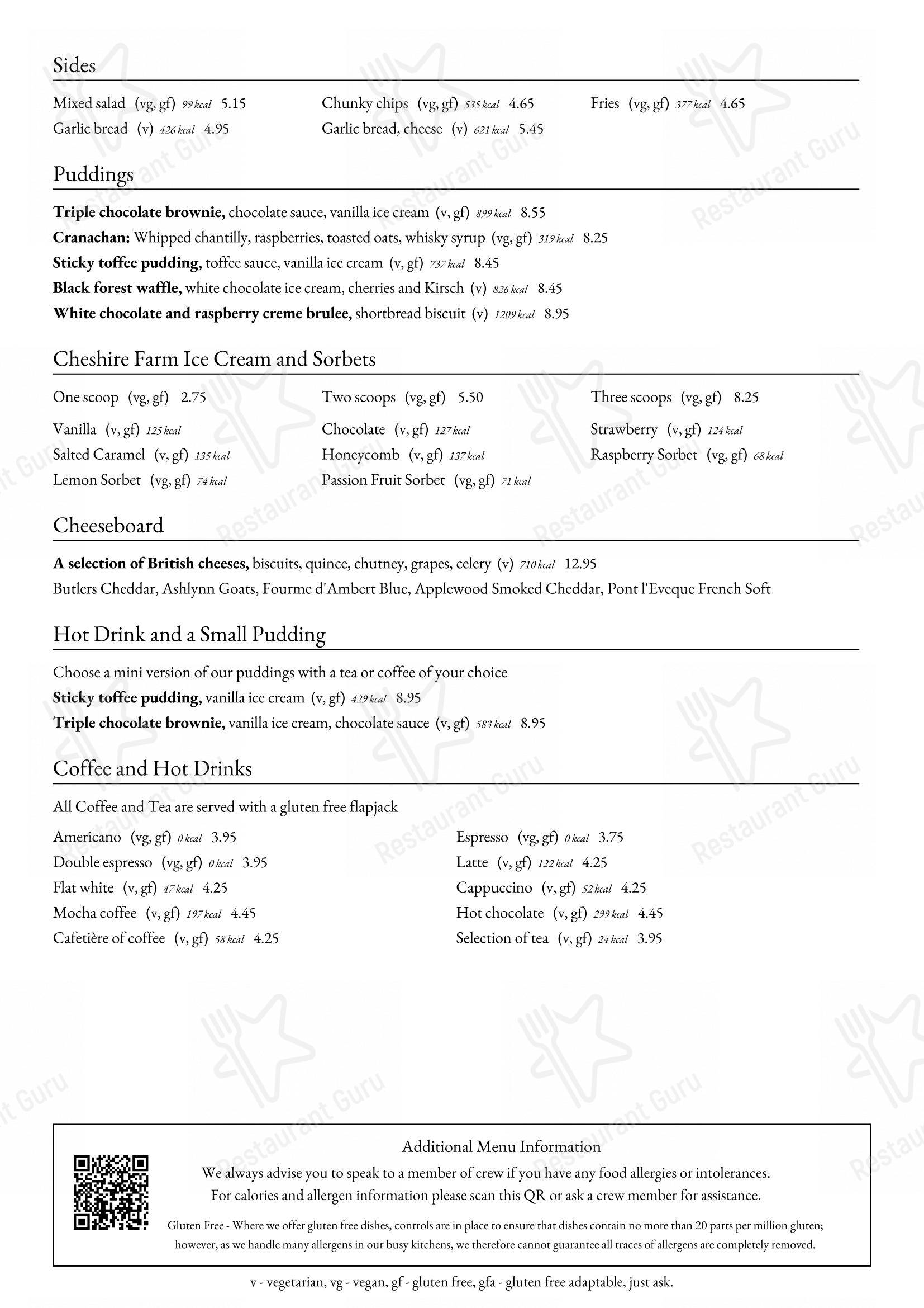 Menu at The Prae Wood Arms pub & bar, St Albans