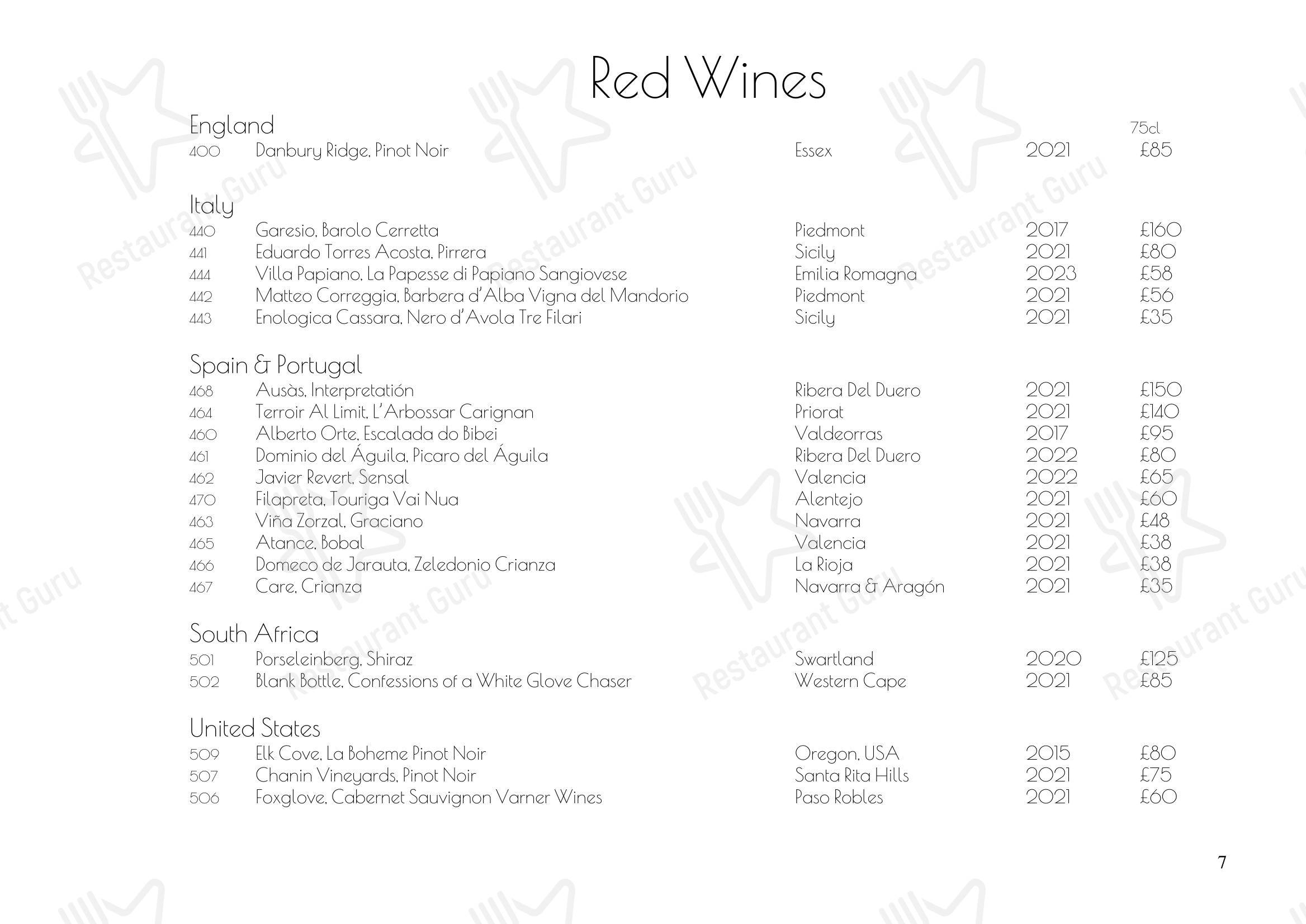Menu at The Thai Restaurant at Crazy Bear Beaconsfield, Beaconsfield