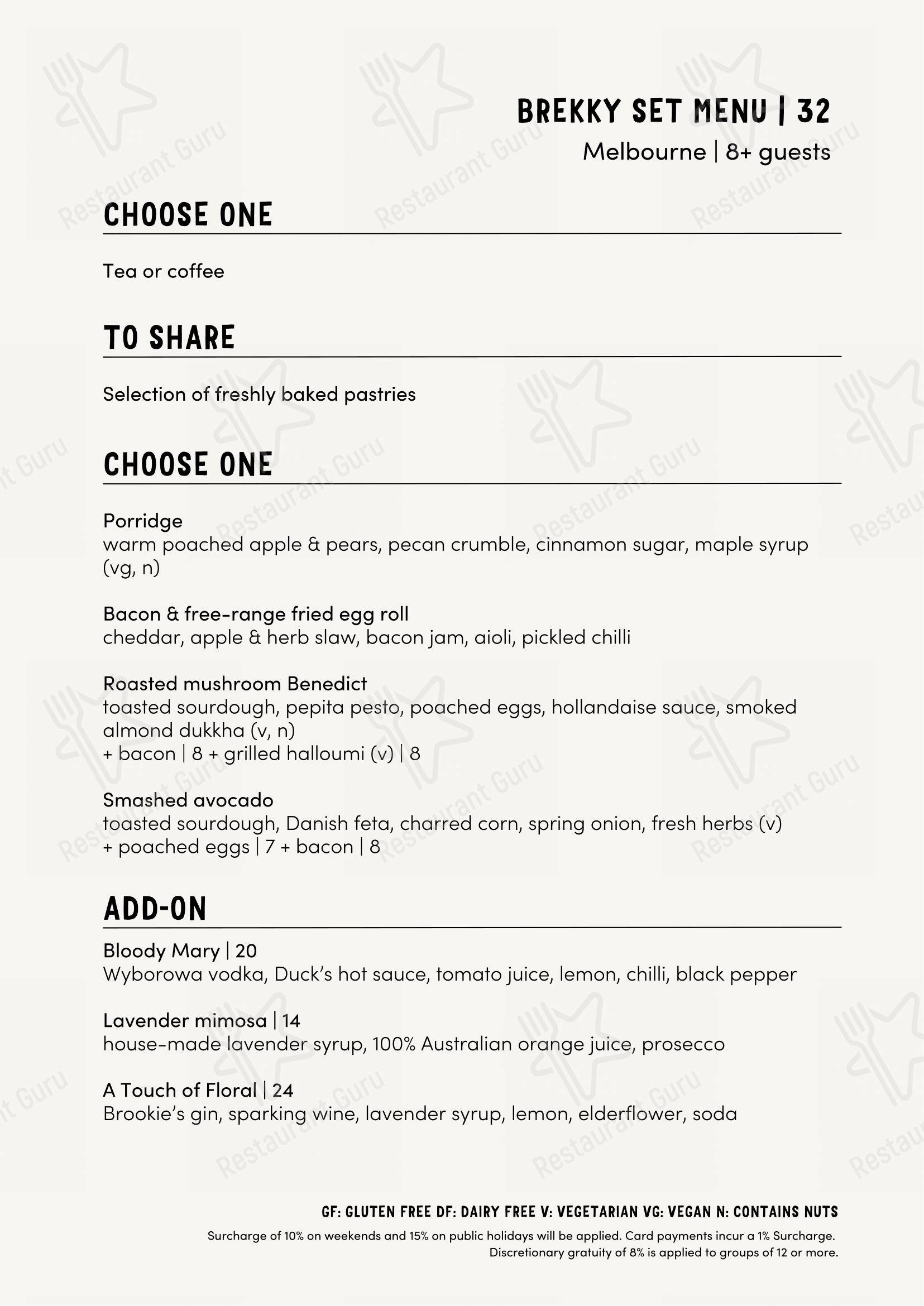 Menu at Three Blue Ducks, Melbourne restaurant, Tullamarine