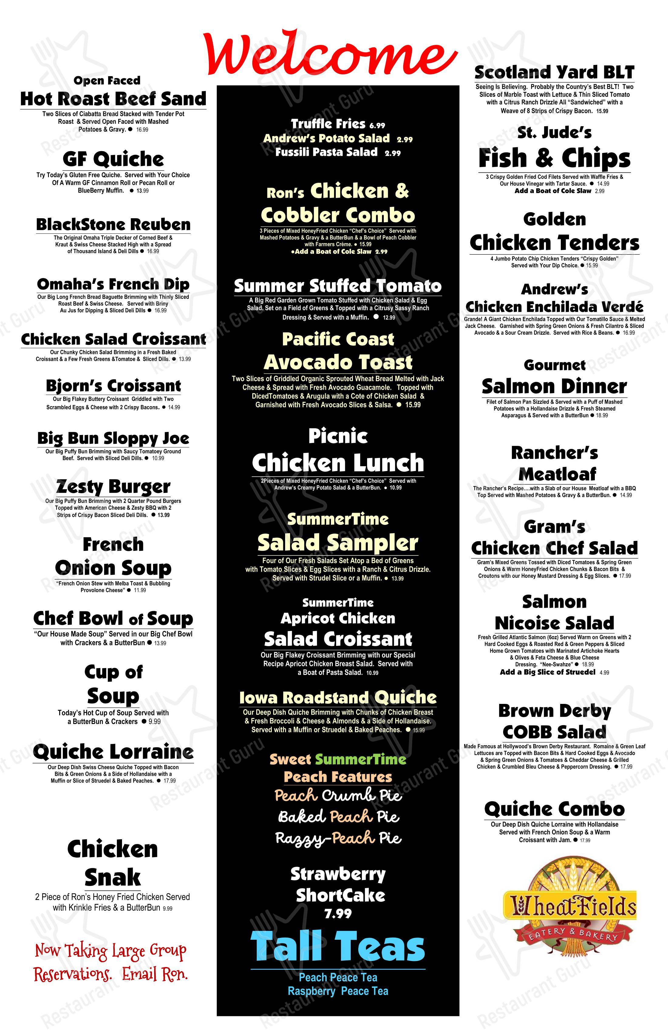 Menu at WheatFields Eatery & Bakery, Omaha, S 103rd St