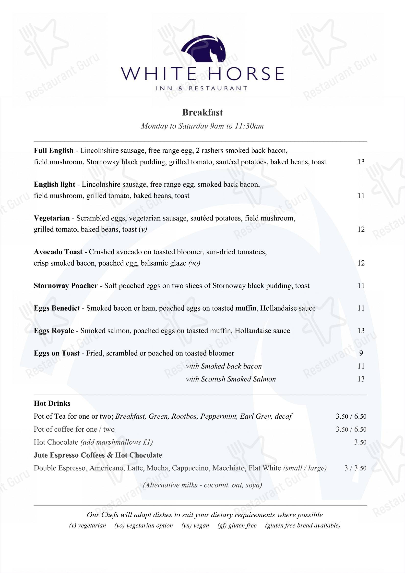 Menu at White Horse Inn pub & bar, Stoke Albany