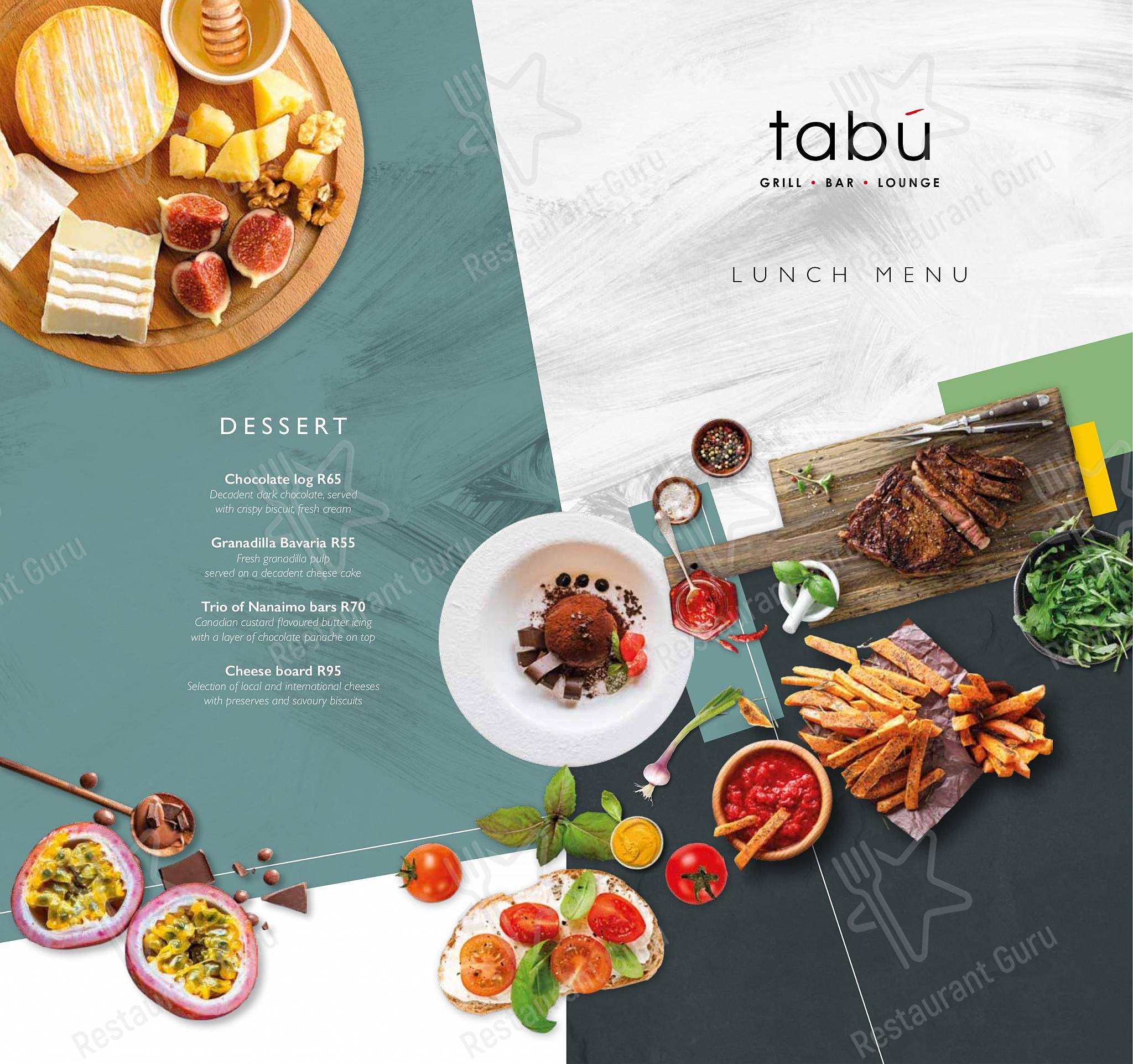 Menu at Tabú Grill Bar and Lounge, Port Elizabeth