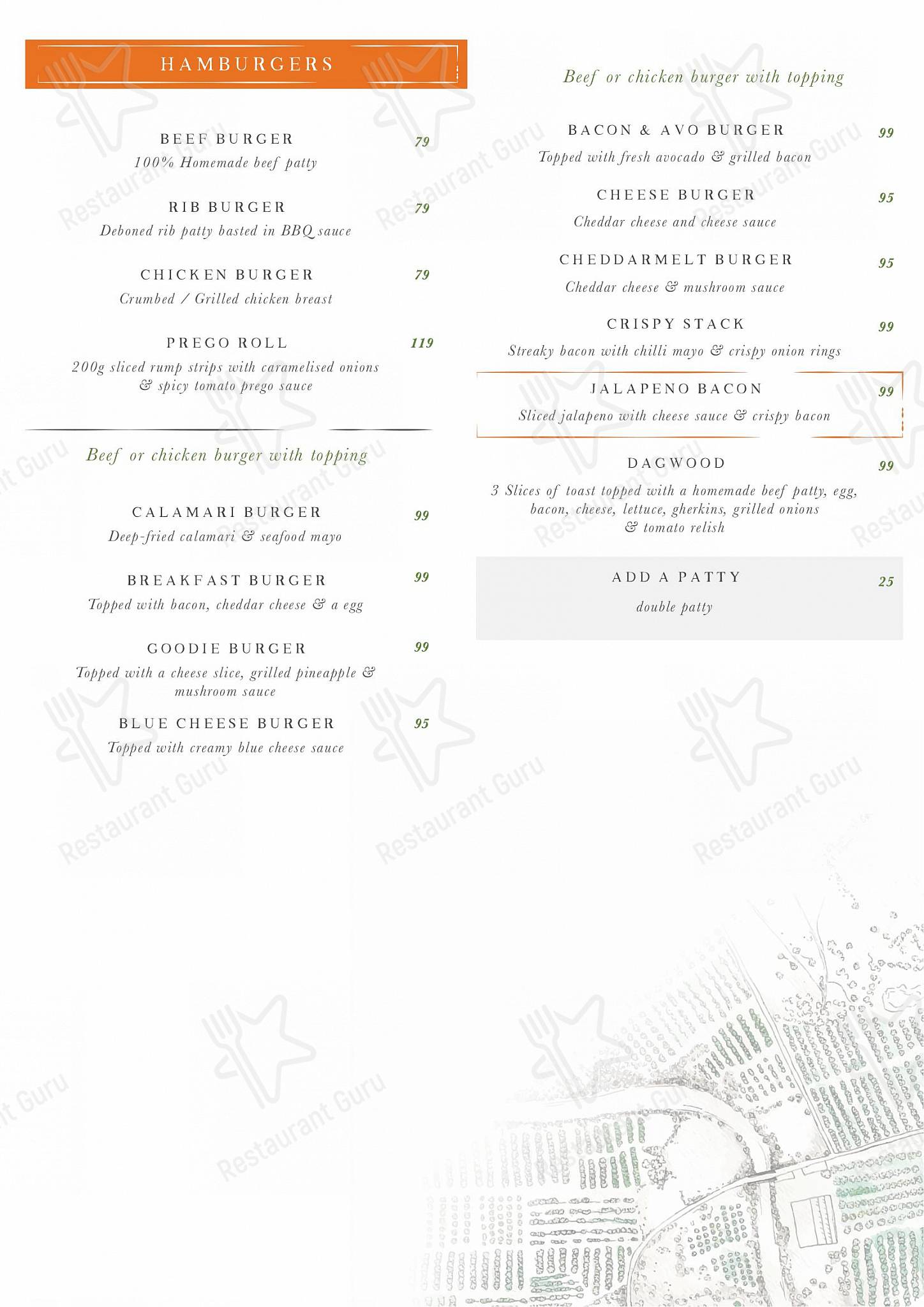 Menu at Letaba Junction restaurant, Letsitele