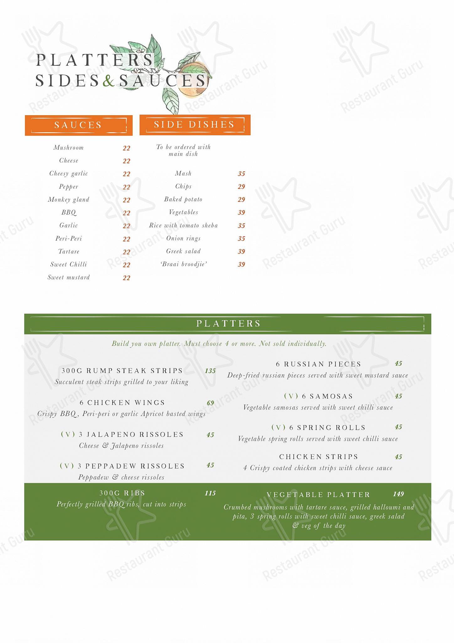 Menu at Letaba Junction restaurant, Letsitele