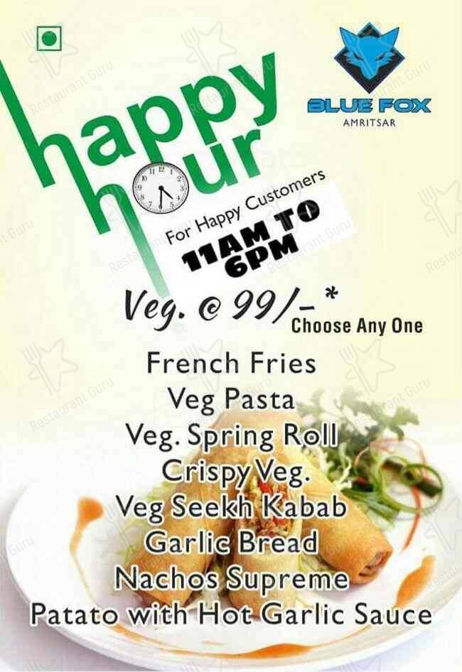 Menu at Blue FOX bar and lounge, Amritsar