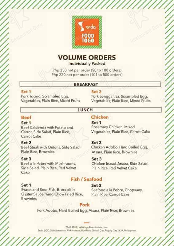 Menu at Straight Up Bar at Seda BGC, Taguig, Seda Hotel Rooftop