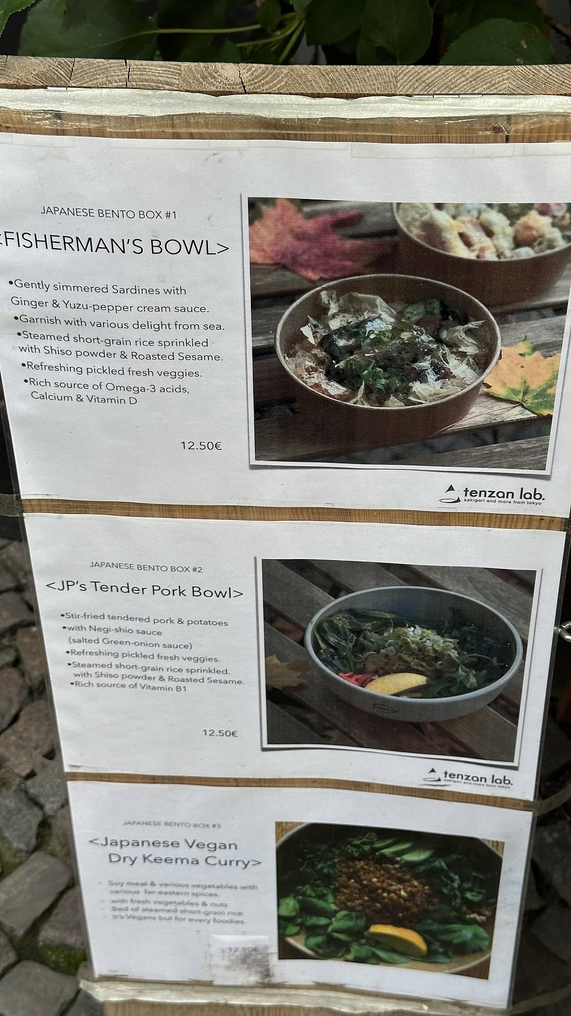 Speisekarte von tenzan lab cafe, Berlin