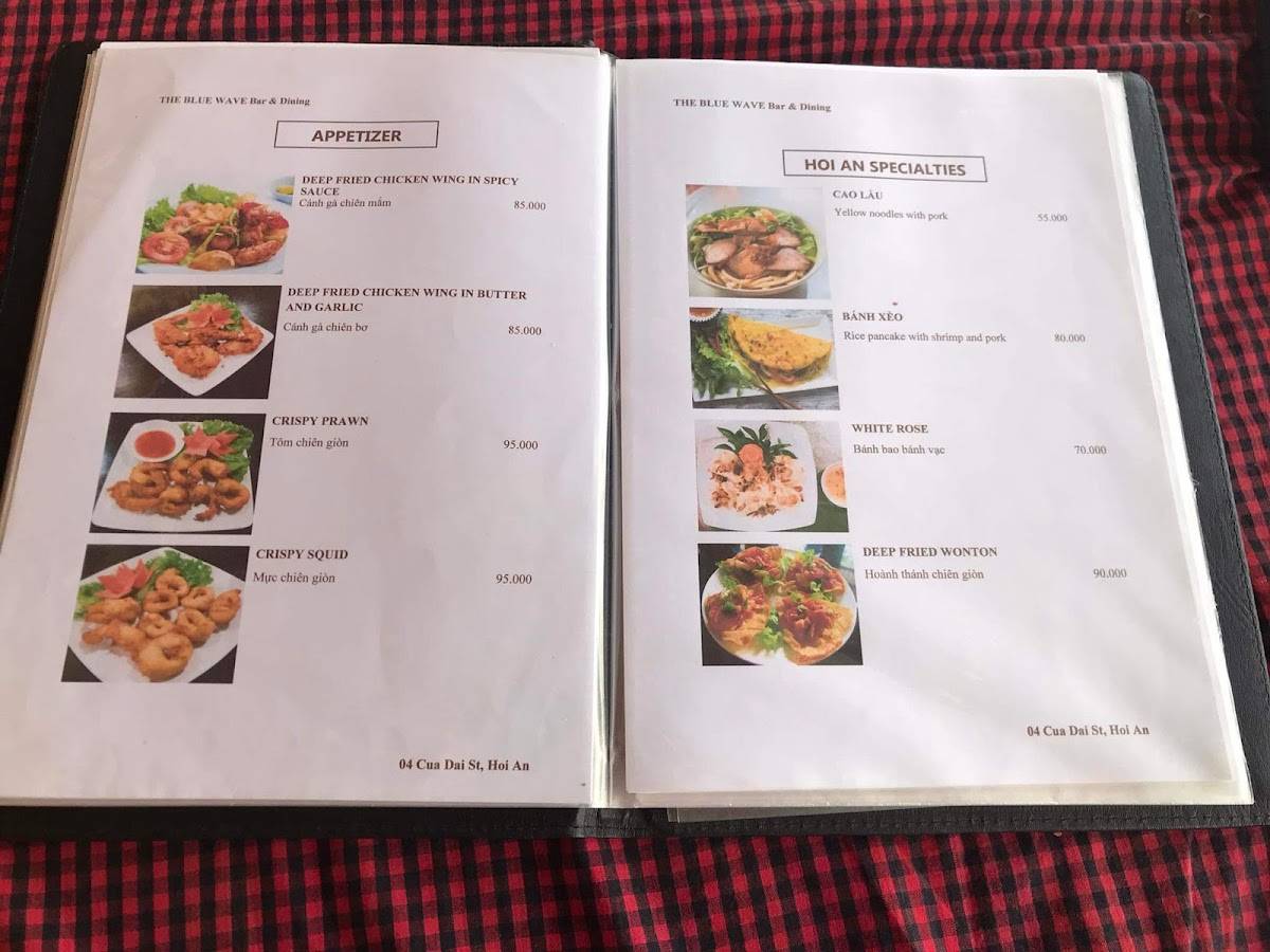 Menu at Blue Wave Restaurant & Cafe Hoi An, Hoi An, 04 Cửa Đại
