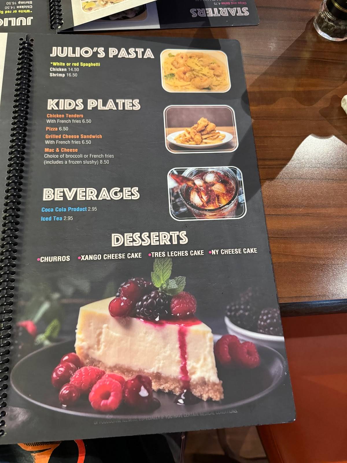 Menu at Papa Julio’s pub & bar, Abingdon