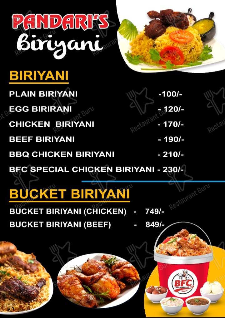Menu at BANU FOOD COURT (BFC), Marthandam