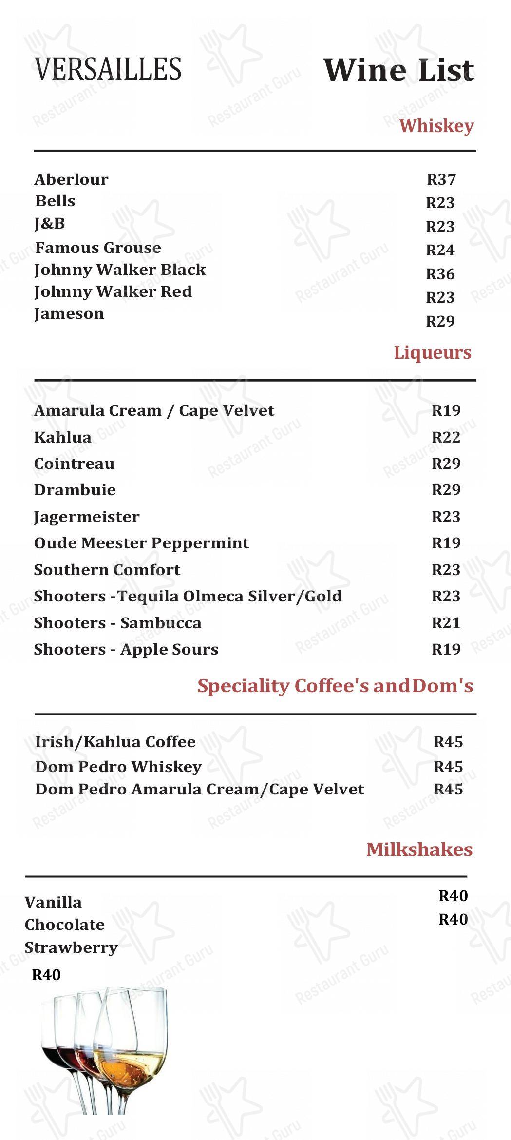 Menu at Blue Waters Hotel pub & bar, Durban