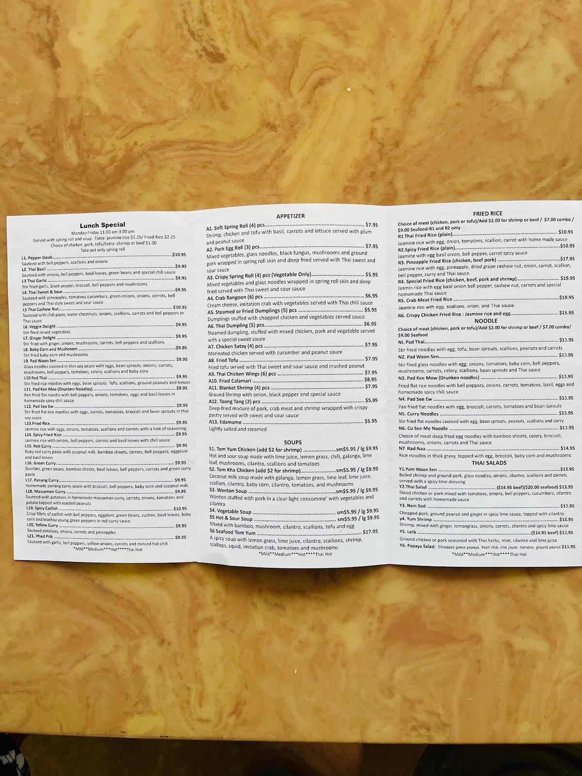 Menu at Sweet Rice Thai Cuisine restaurant, Central