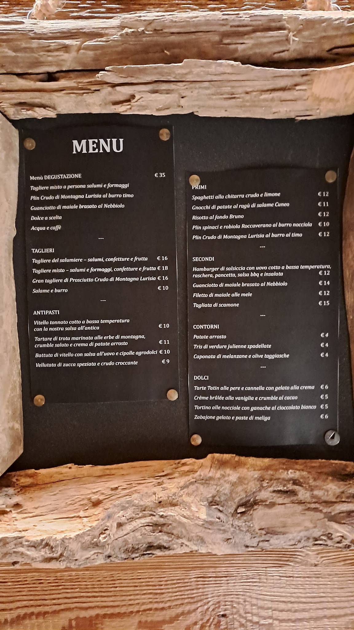 Menu da Radium Relais - Lurisia ristorante, Lurisia