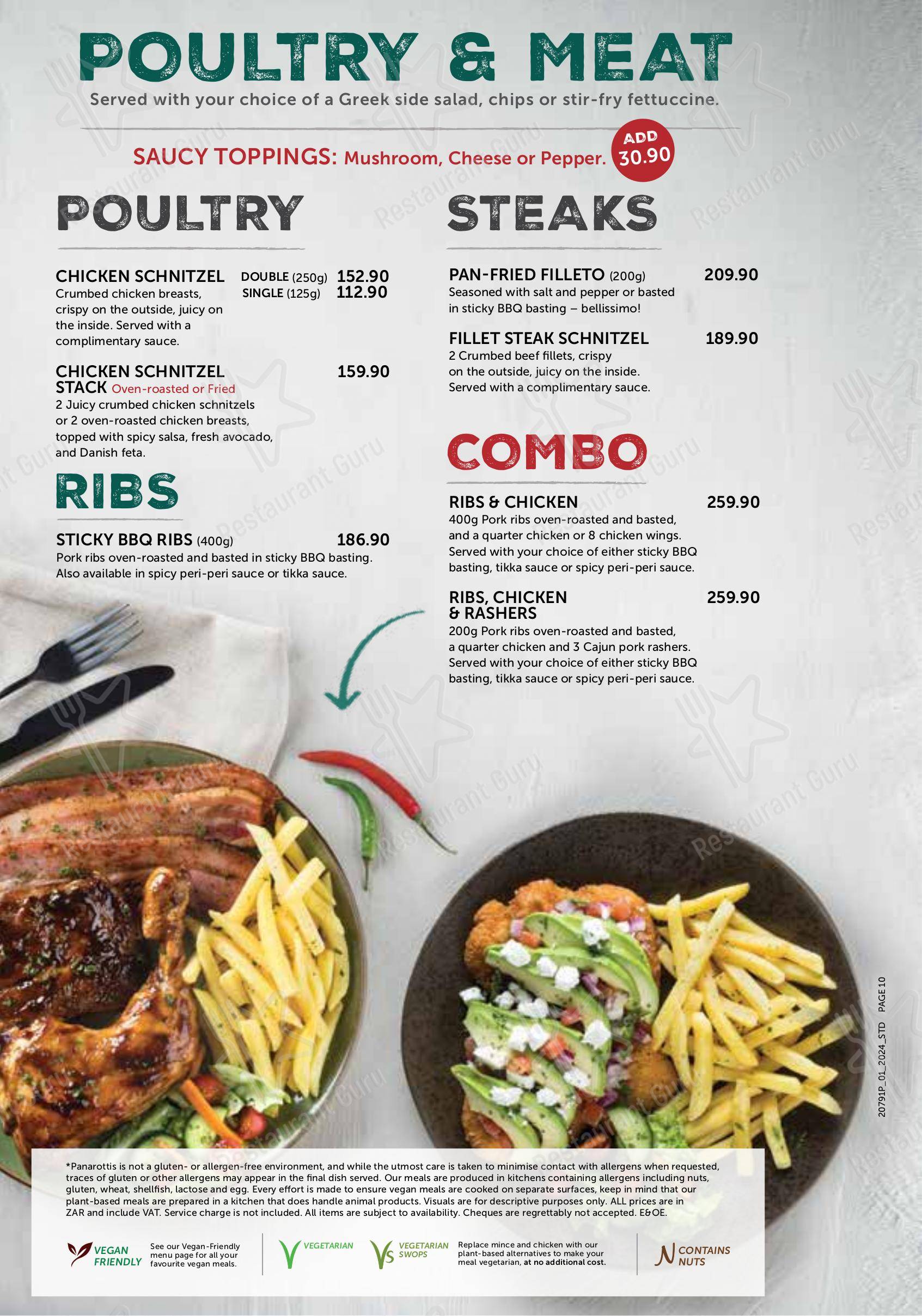 Menu at Panarottis N1 City restaurant, Cape Town, Shop U22
