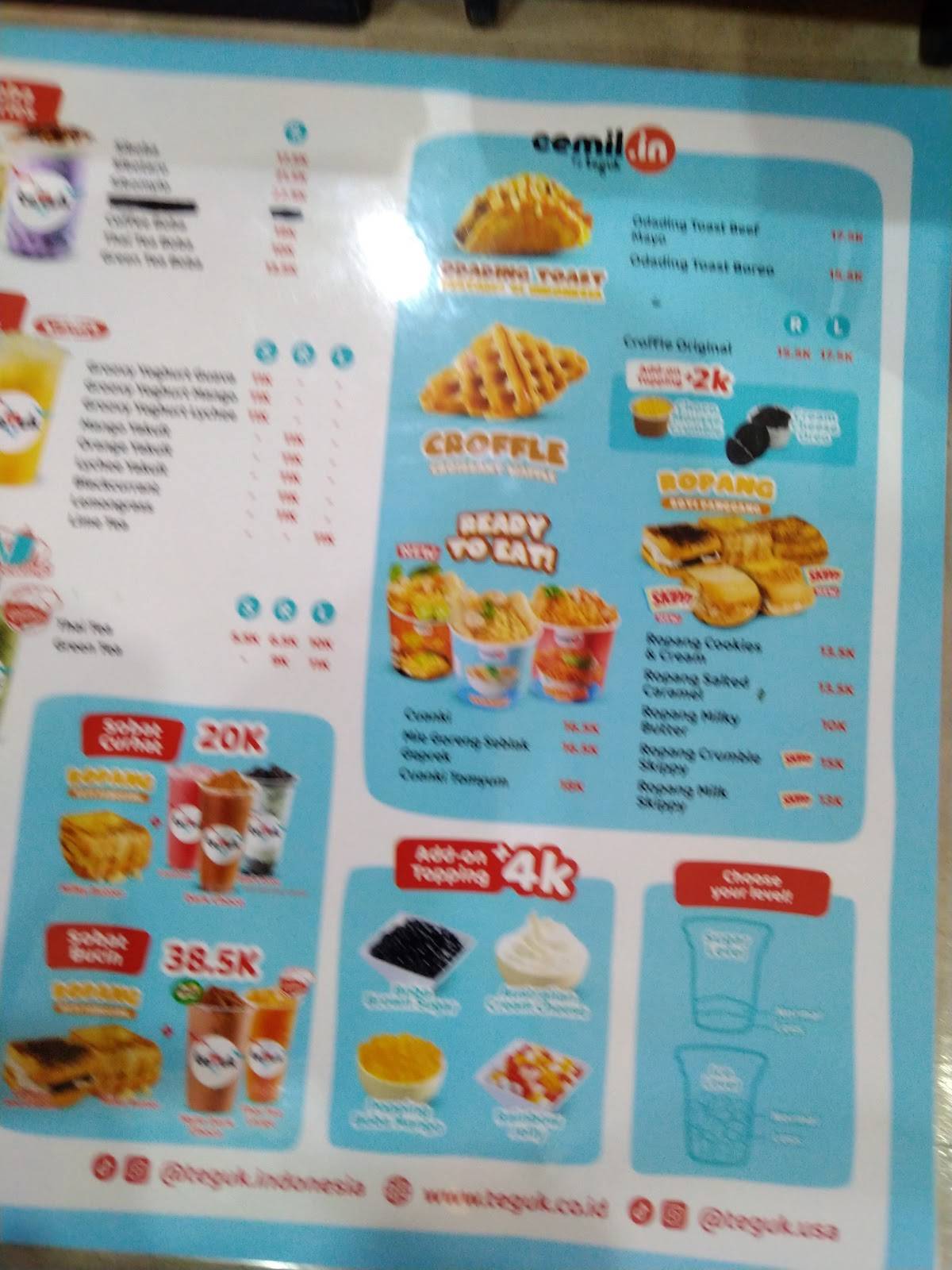 Menu at TEGUK - Galuh Mas Karawang cafe, Karawang