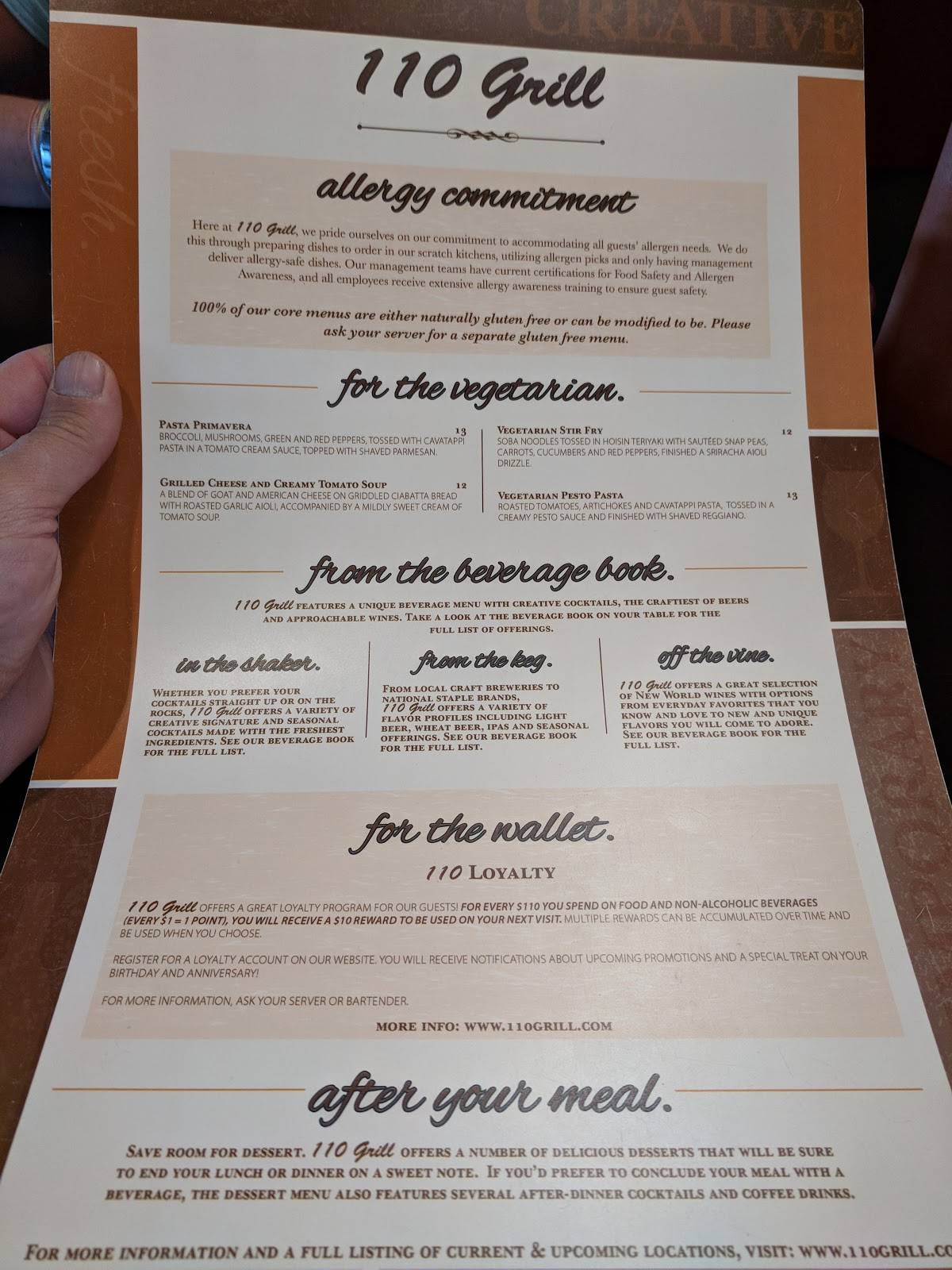 Menu at 110 Grill pub & bar, Athol