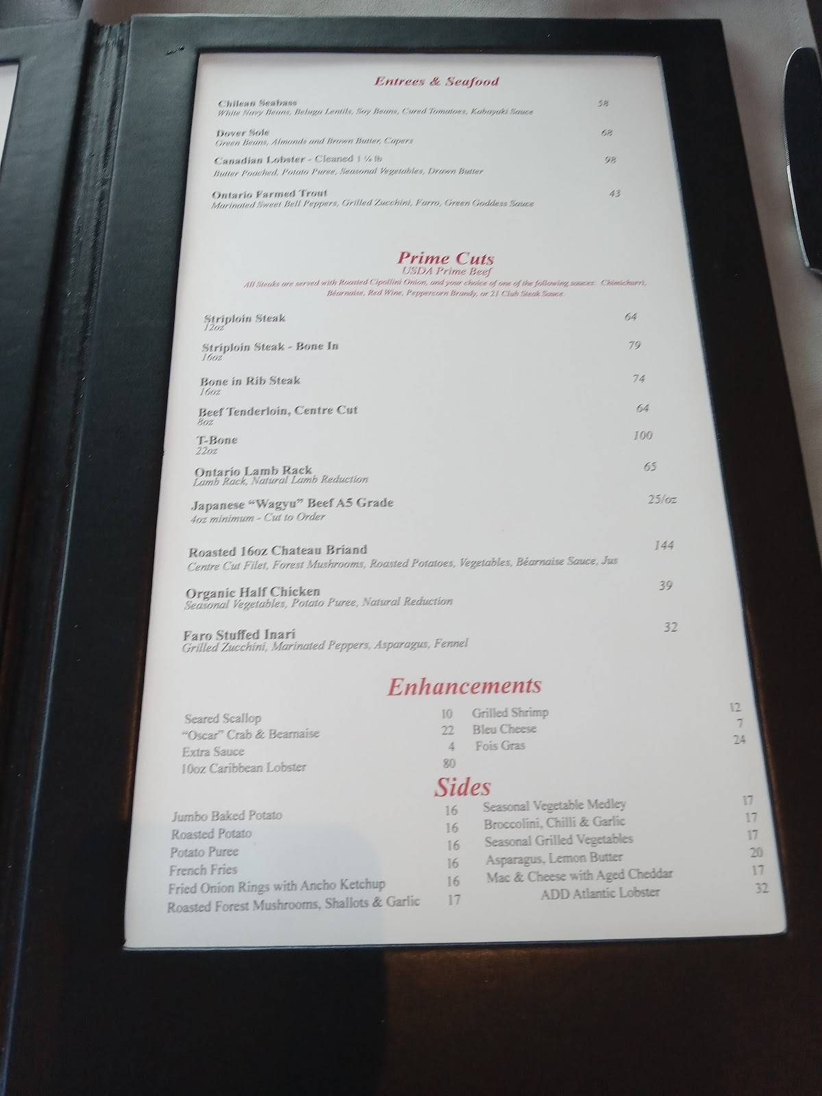 Menu at 21 Club Steak and Seafood, Niagara Falls