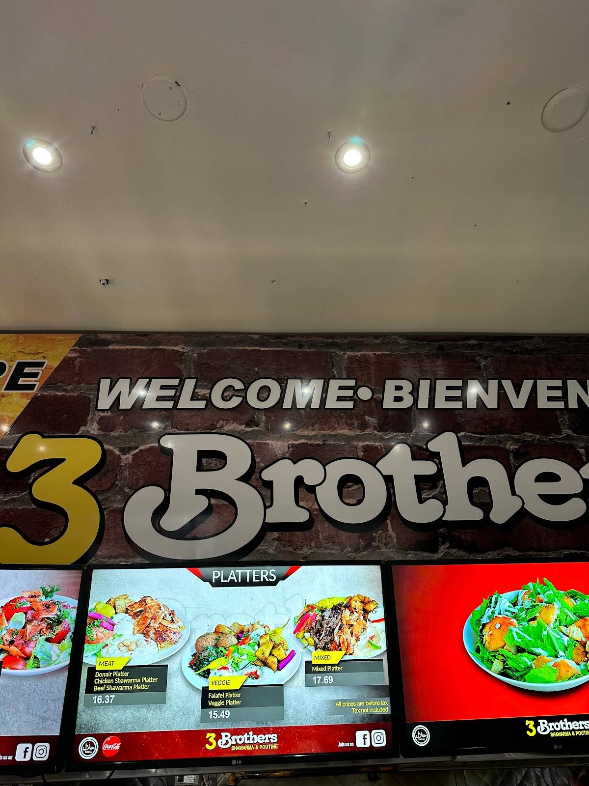 Menu at 3 Brothers Shawarma & Poutine restaurant, Ottawa, 160 Rideau St