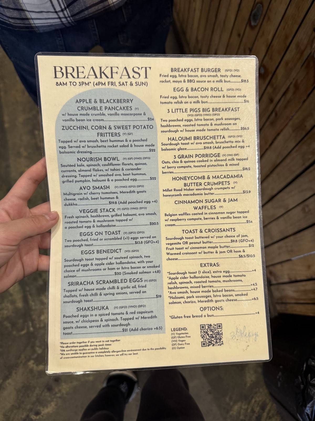 Menu at 3 Little Pigs cafe, Gisborne, shop 1/30A Aitken St