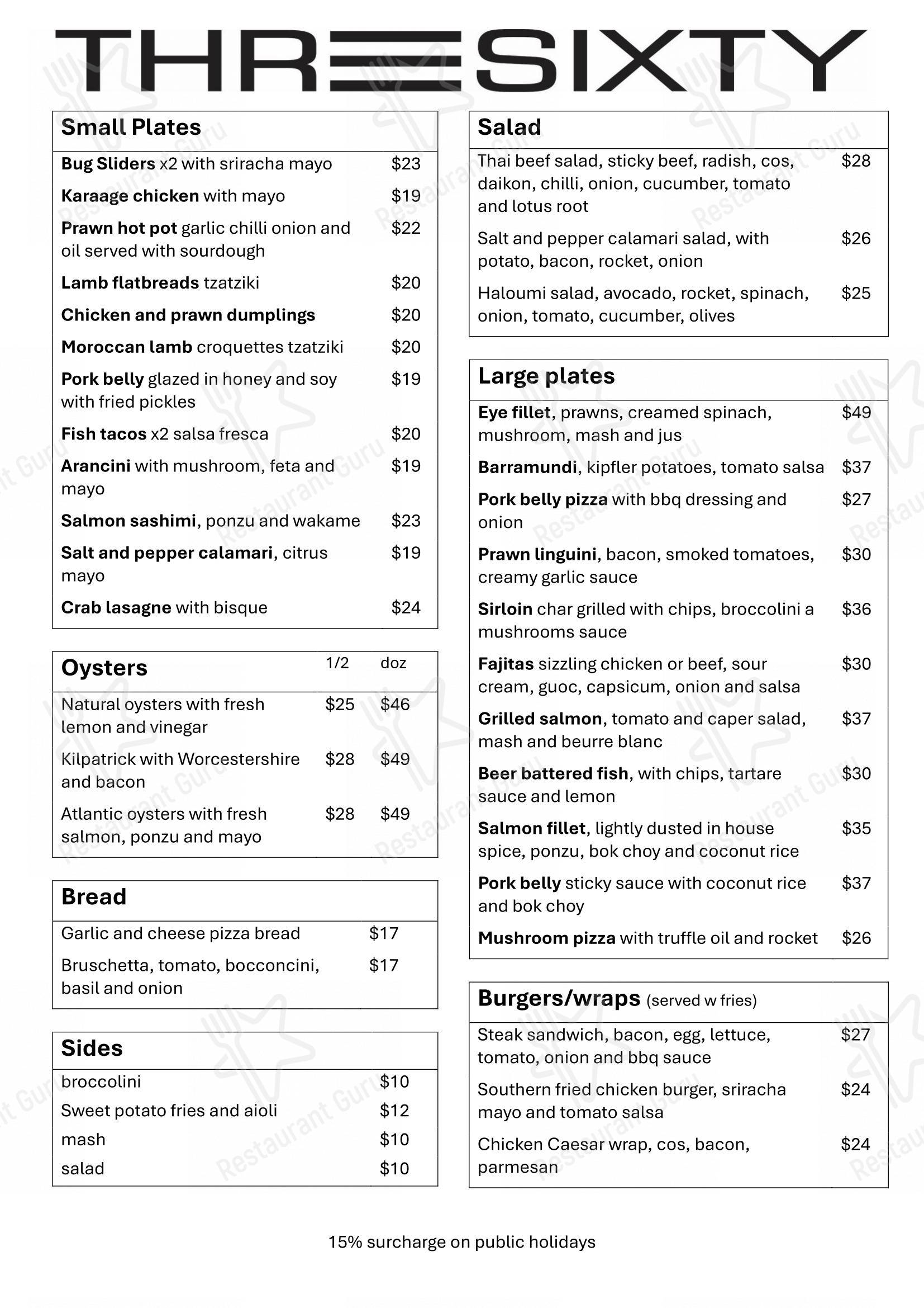 Menu at 3 Sixty Restaurant Bar The Grand Hotel, Labrador