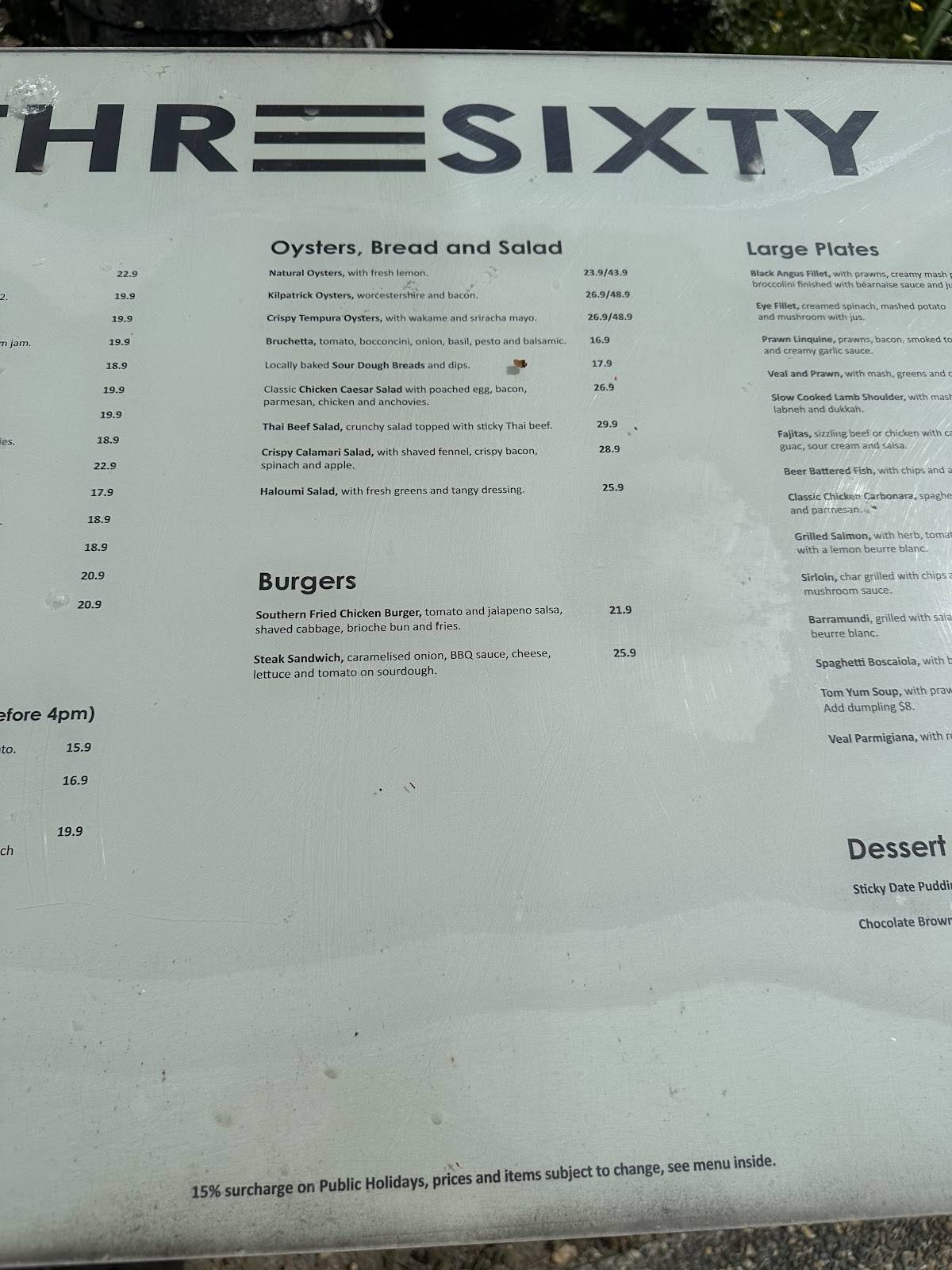 Menu at 3 Sixty Restaurant Bar The Grand Hotel, Labrador