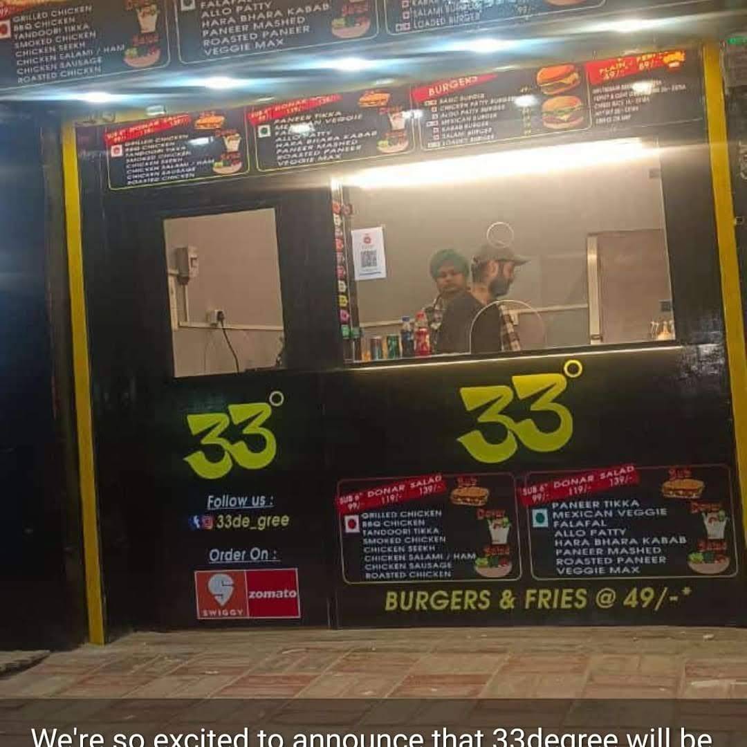 Menu at 33 degree, New Delhi