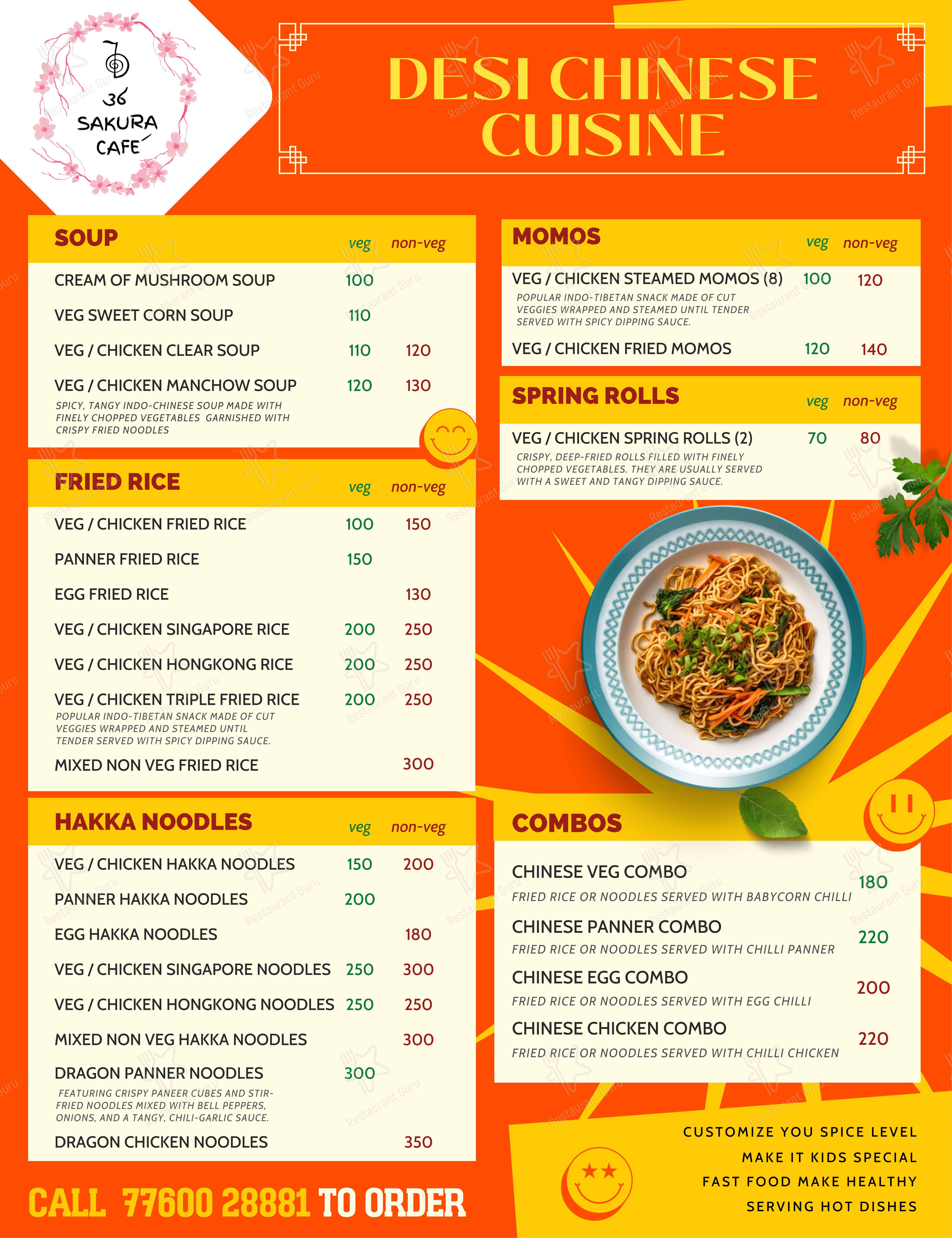 Menu at 36 Sakura Cafe, Bengaluru