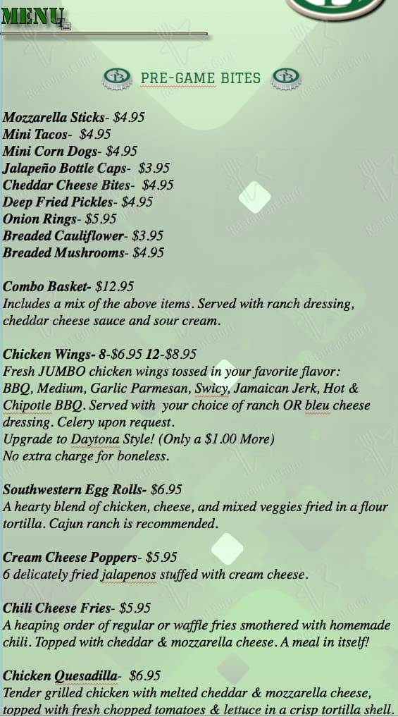 Menu at 3rd Base Bar & Grill, La Porte