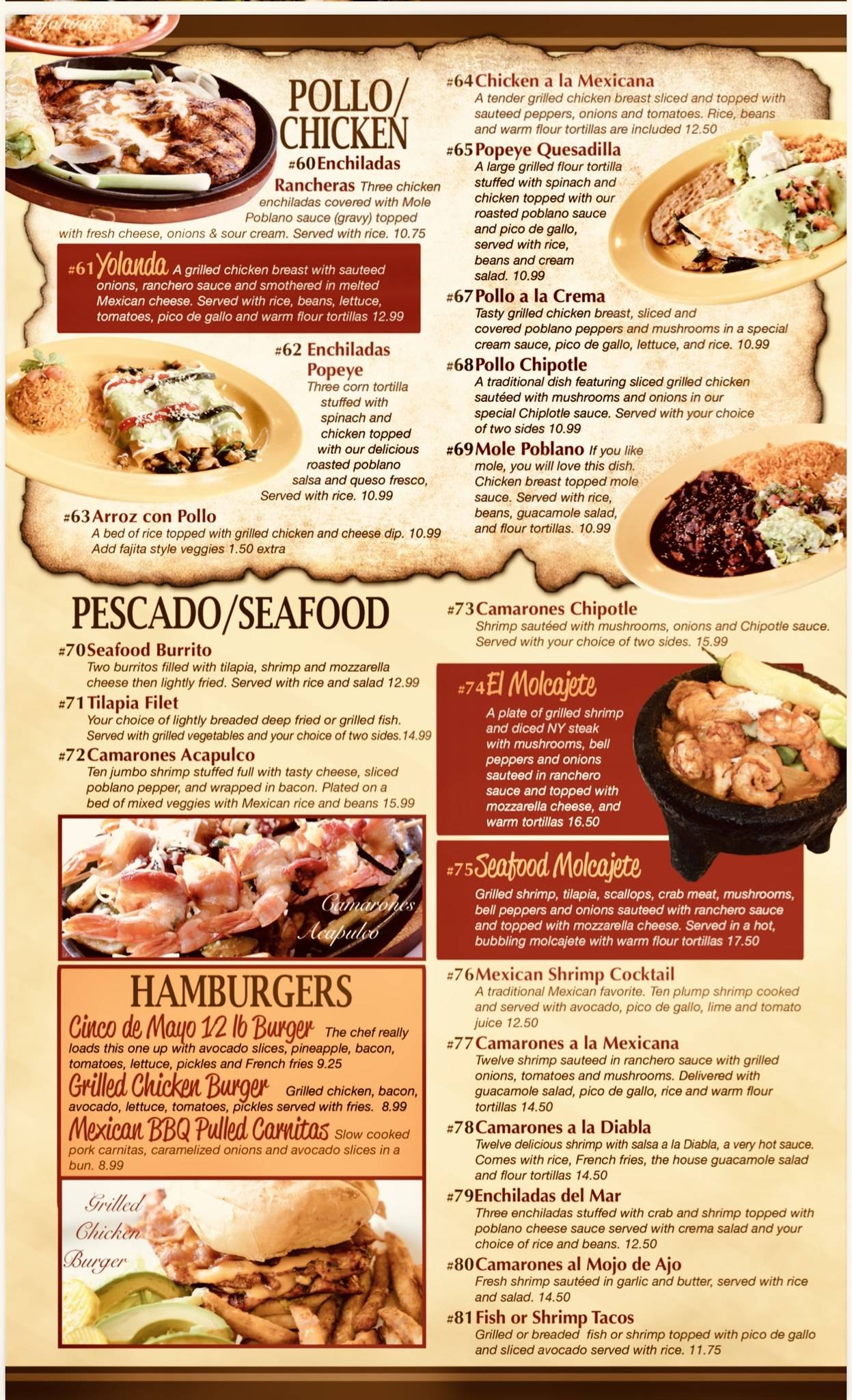 Menu at Cinco De Mayo Mexican Bar & Grill, Rossford
