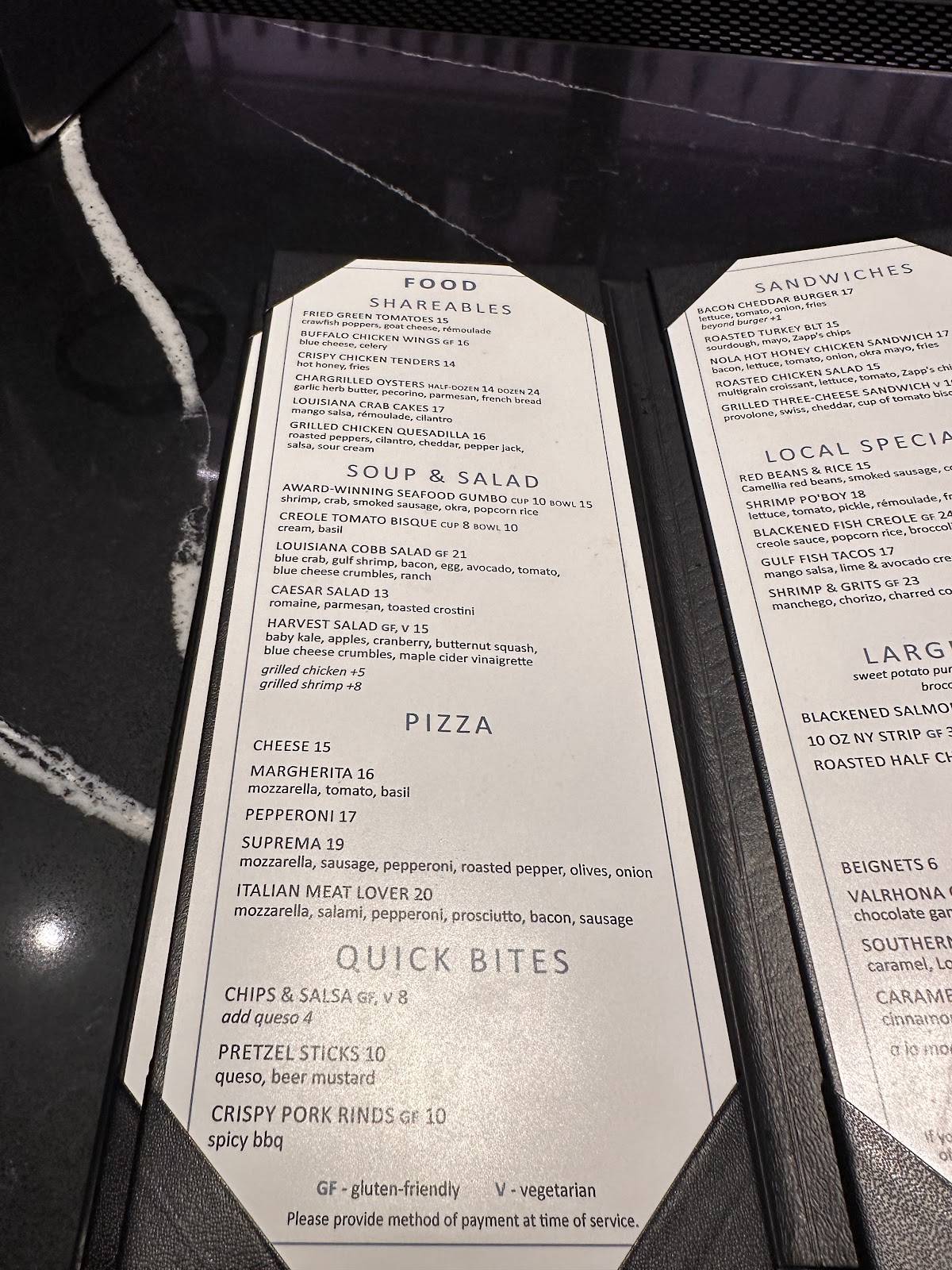 Menu at 55 Fahrenheit pub & bar, New Orleans, 555 Canal St