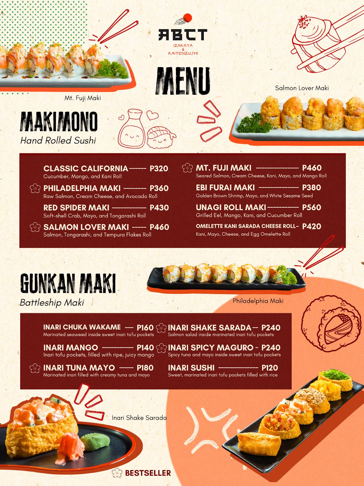 Menu at ABCT Izakaya restaurant, Antipolo, Ex