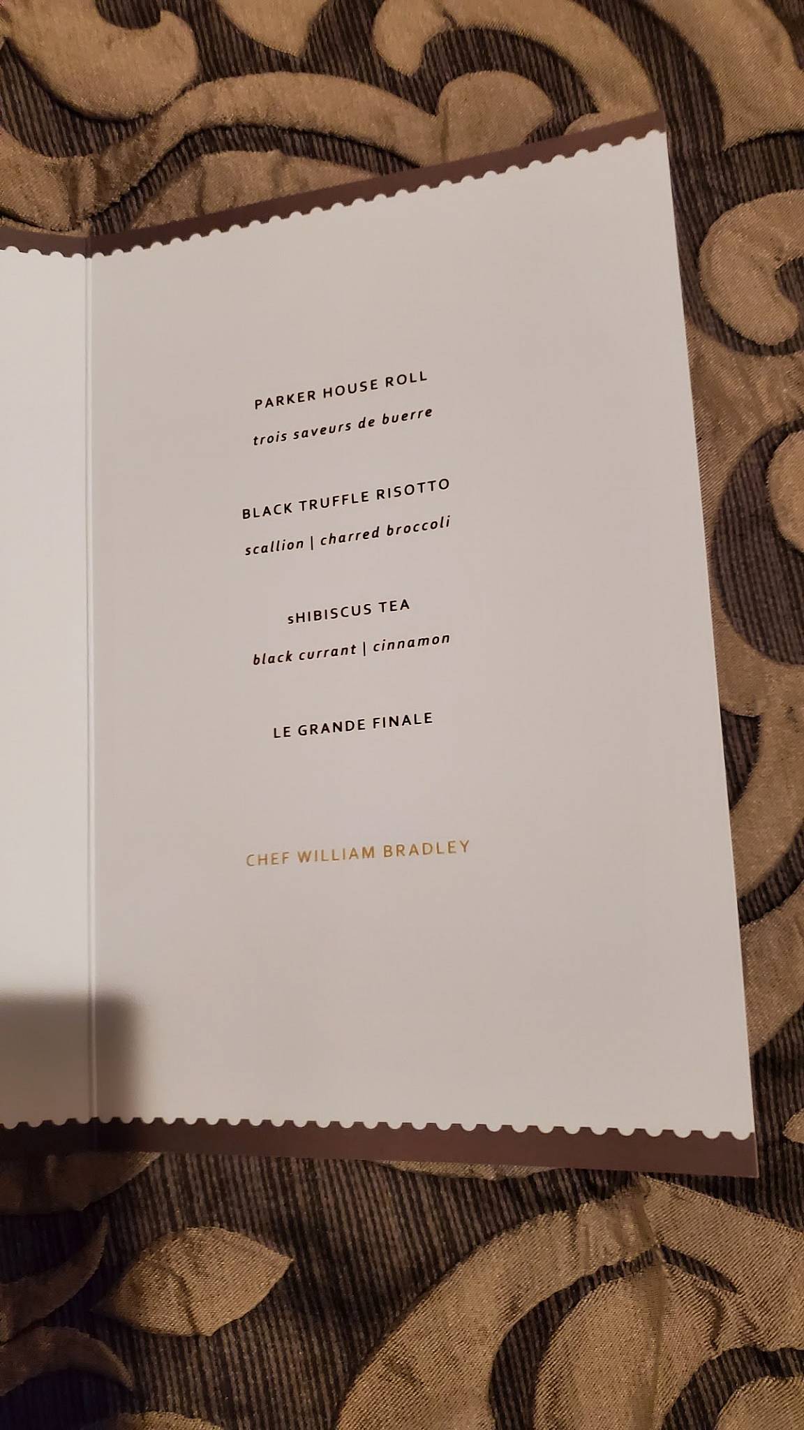 Menu at ADDISON restaurant, San Diego