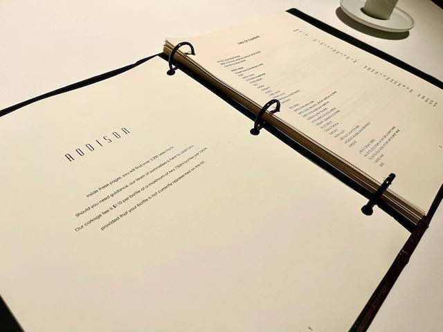 Menu at ADDISON restaurant, San Diego