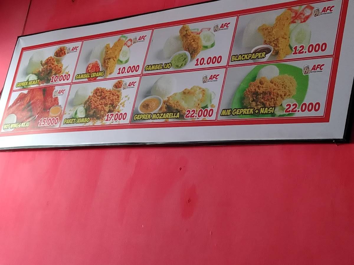 Menu at AFC Ali Fried Chicken Tulangan restaurant, Sidoarjo