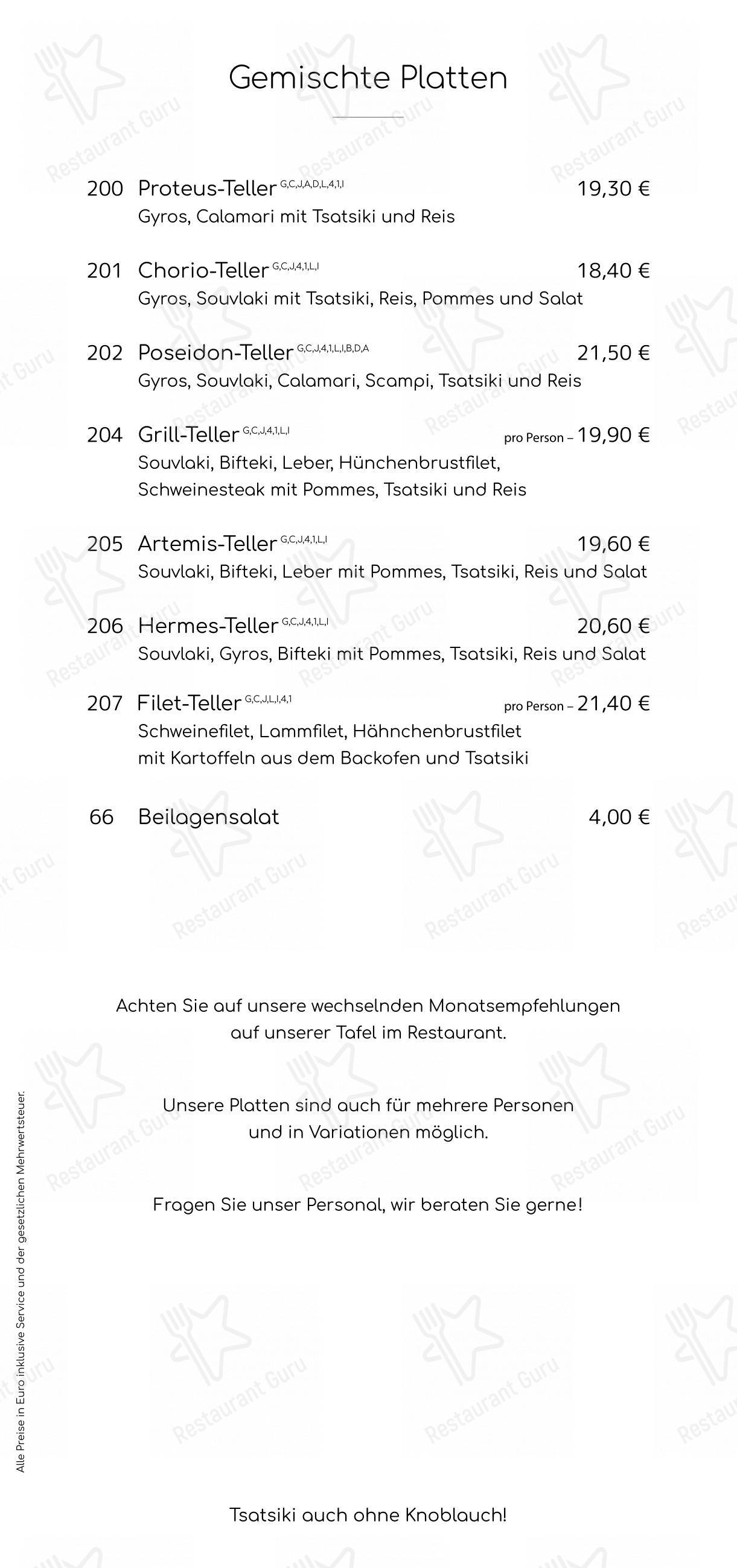 Speisekarte von ALFA - Echte griechische Küche restaurant, Weiden in ...