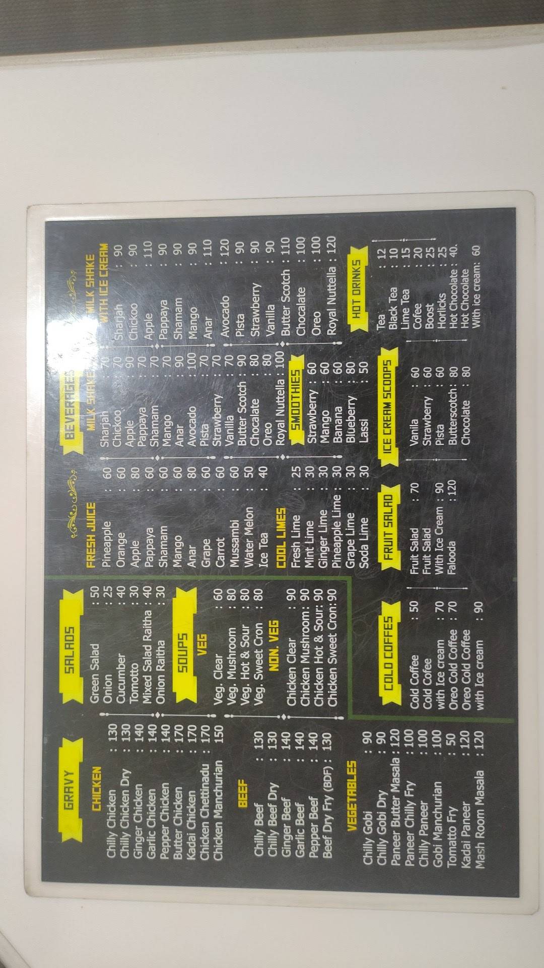 Menu at ARABIAN DREAMS KADAVANTHRA, Kochi