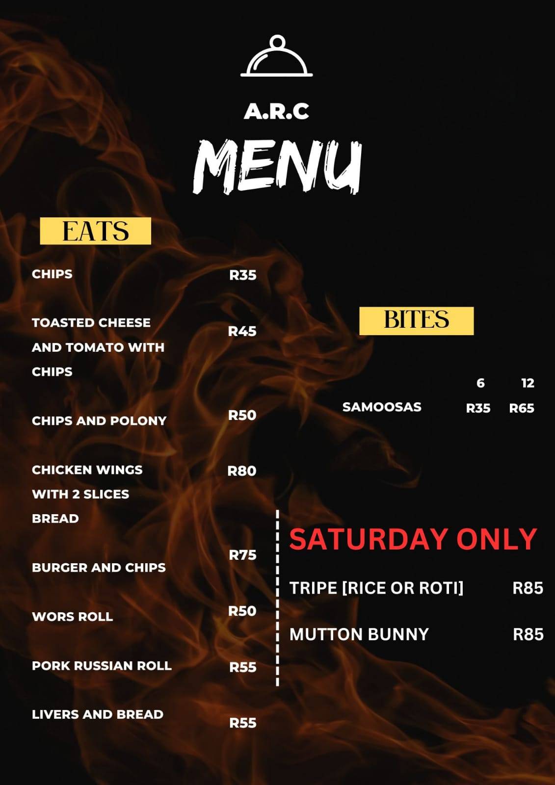 Menu au ARC Restaurant & Lounge, Lenasia
