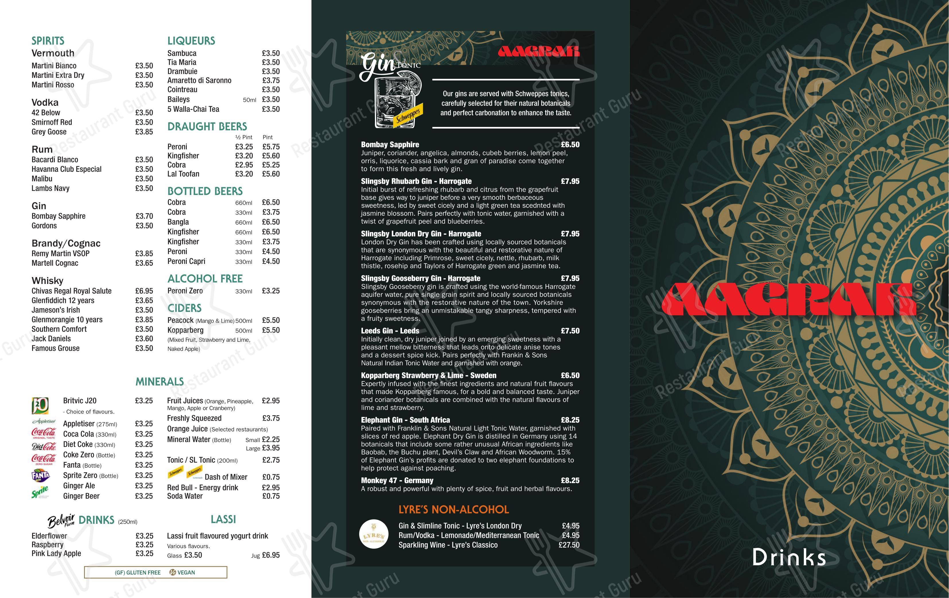 Menu at Aagrah Wakefield restaurant, Wakefield, 108 Barnsley Rd