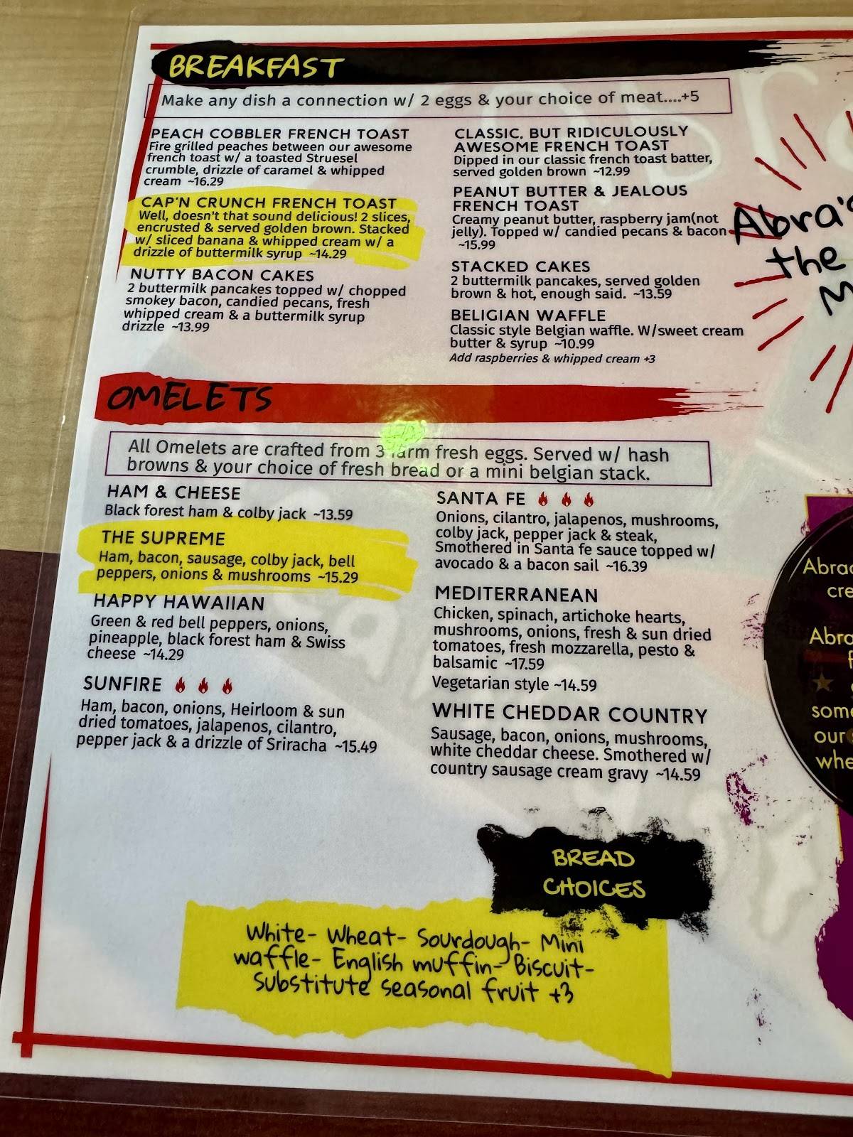 Menu at Abracadabras Pocatello restaurant, Pocatello