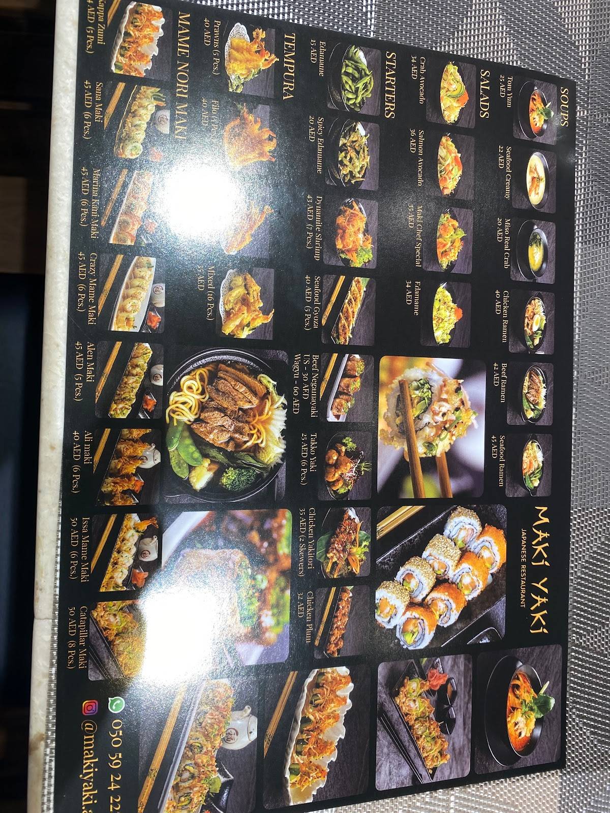 Menu at Maki Yaki Japanese Restaurant, Abu Dhabi